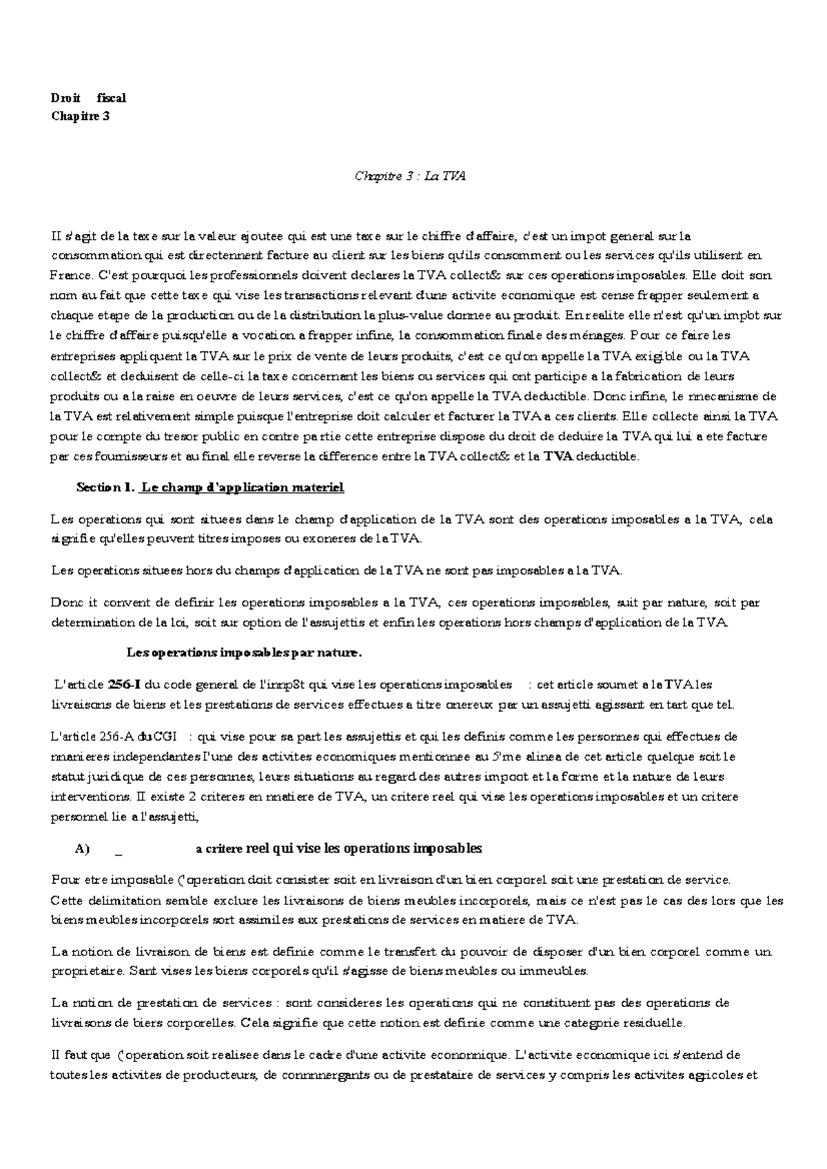 Chapitre-3-droit fiscal-4 - copie - Droit fiscal Chapitre 3 Chapitre 3 : La TVA II s'agit de la ...
