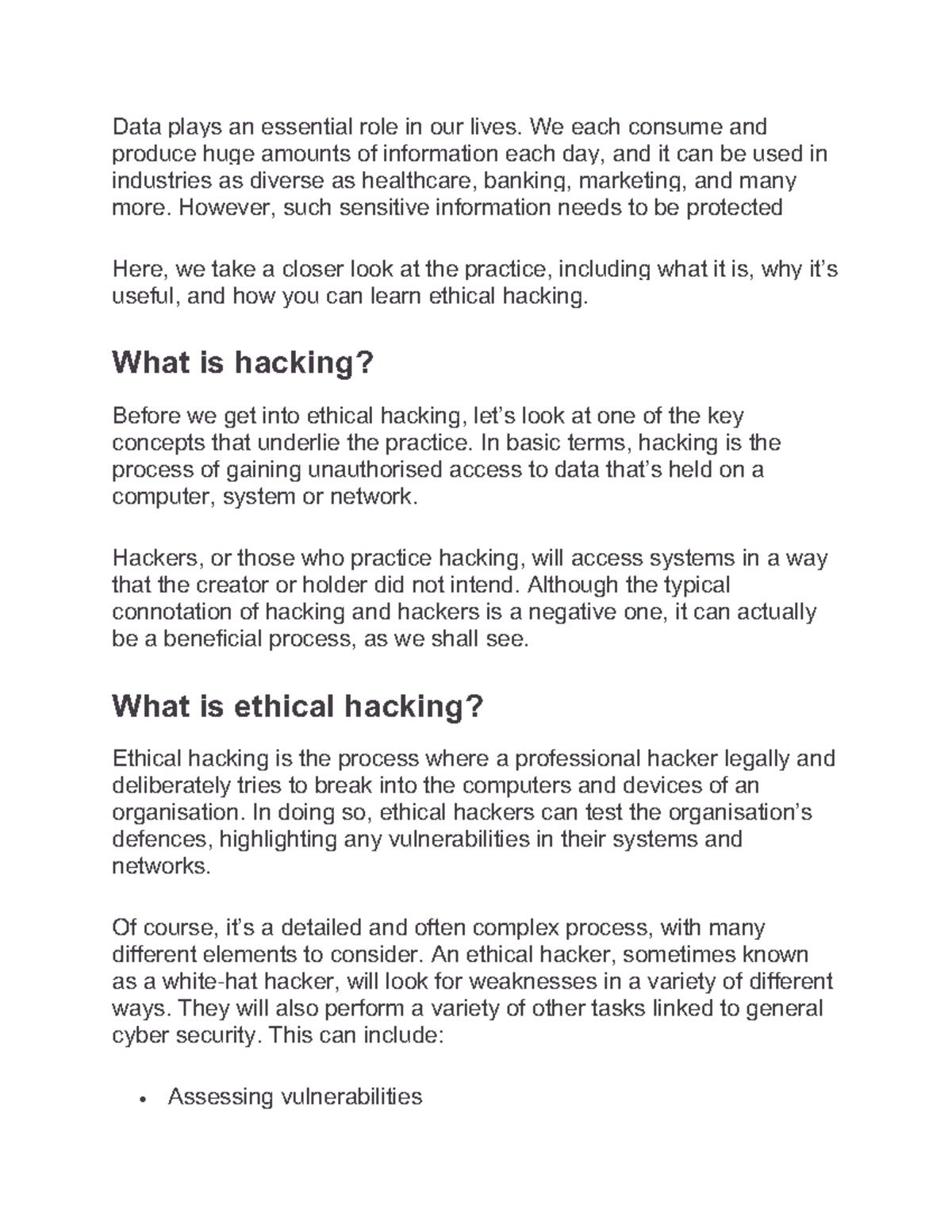 Ethical hacking lecture note - Data plays an essential role in our ...