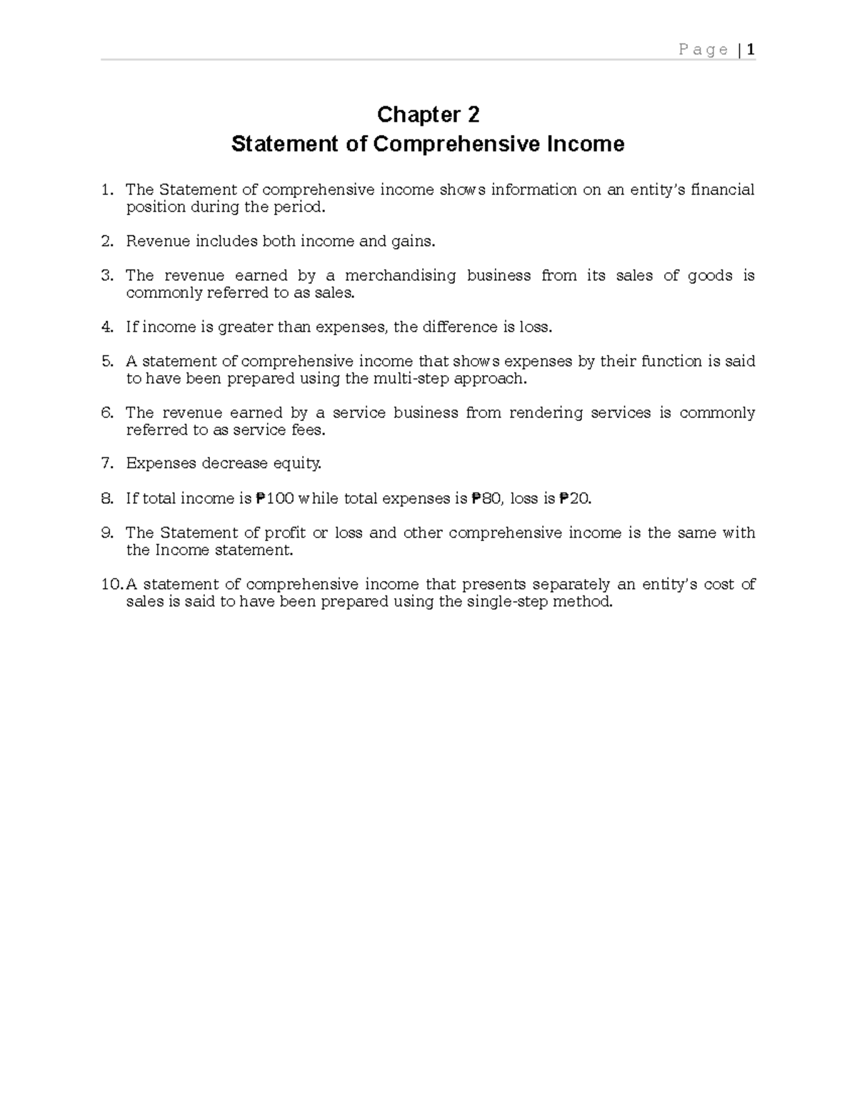 Ch a pter 2 St a tement OF Comprehensive Income - Chapter 2 Statement ...