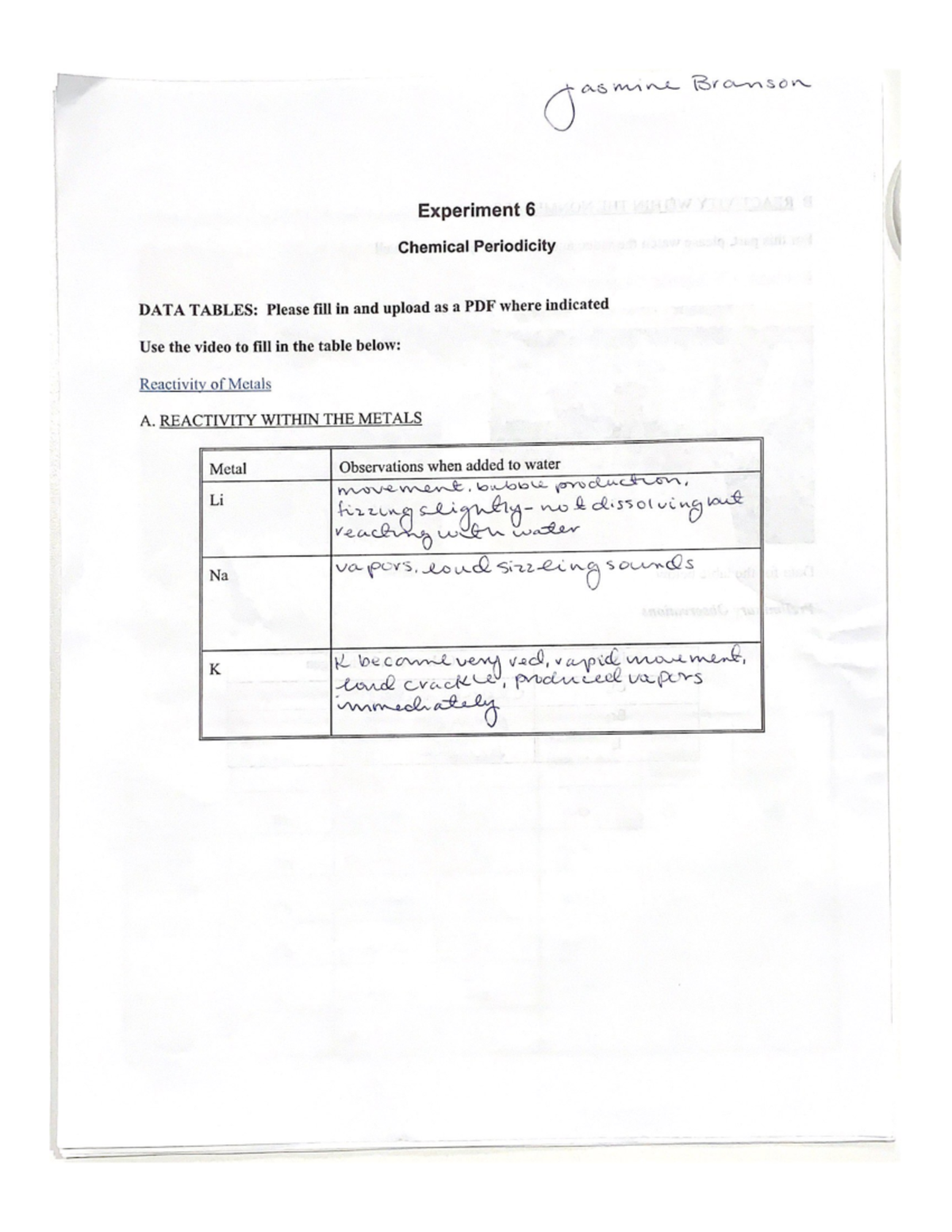 Experiment 6 - Exp 6 - CHEM 152L - Studocu