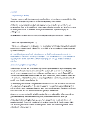 Kort examen verslag Betrekt en ondersteunt naastbetrokkenen - Betrekt ...