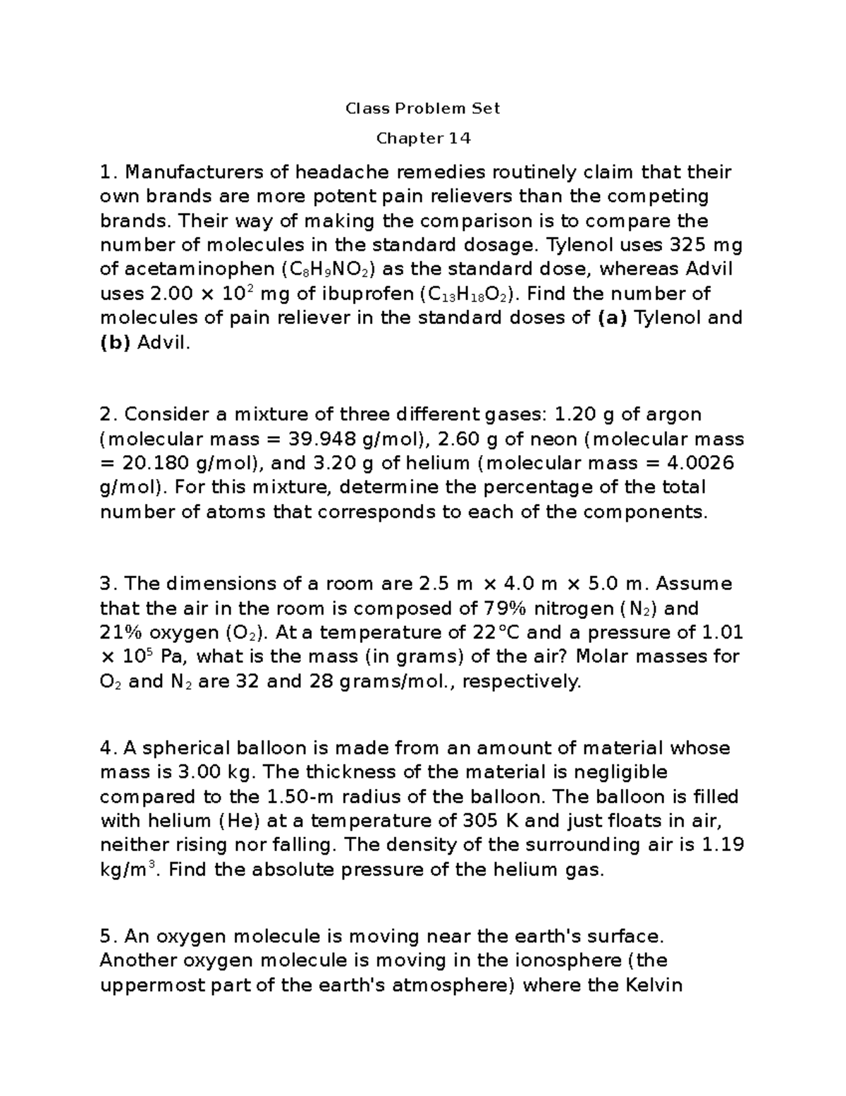 Ch14 class questions - Class Problem Set Chapter 14 Manufacturers of headache remedies routinely ...