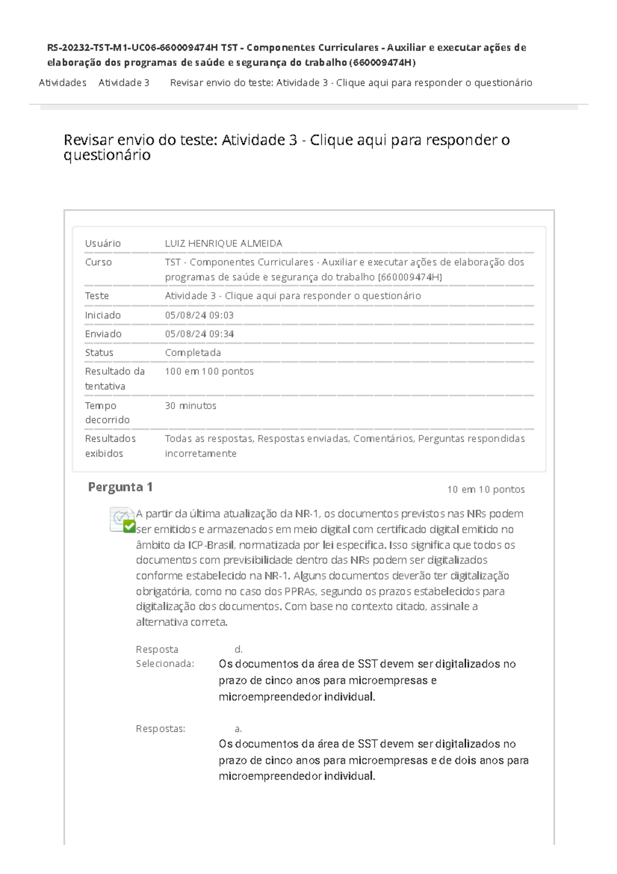 Revisar envio do teste Atividade 3 - Clique aqui para - Isso signica ...