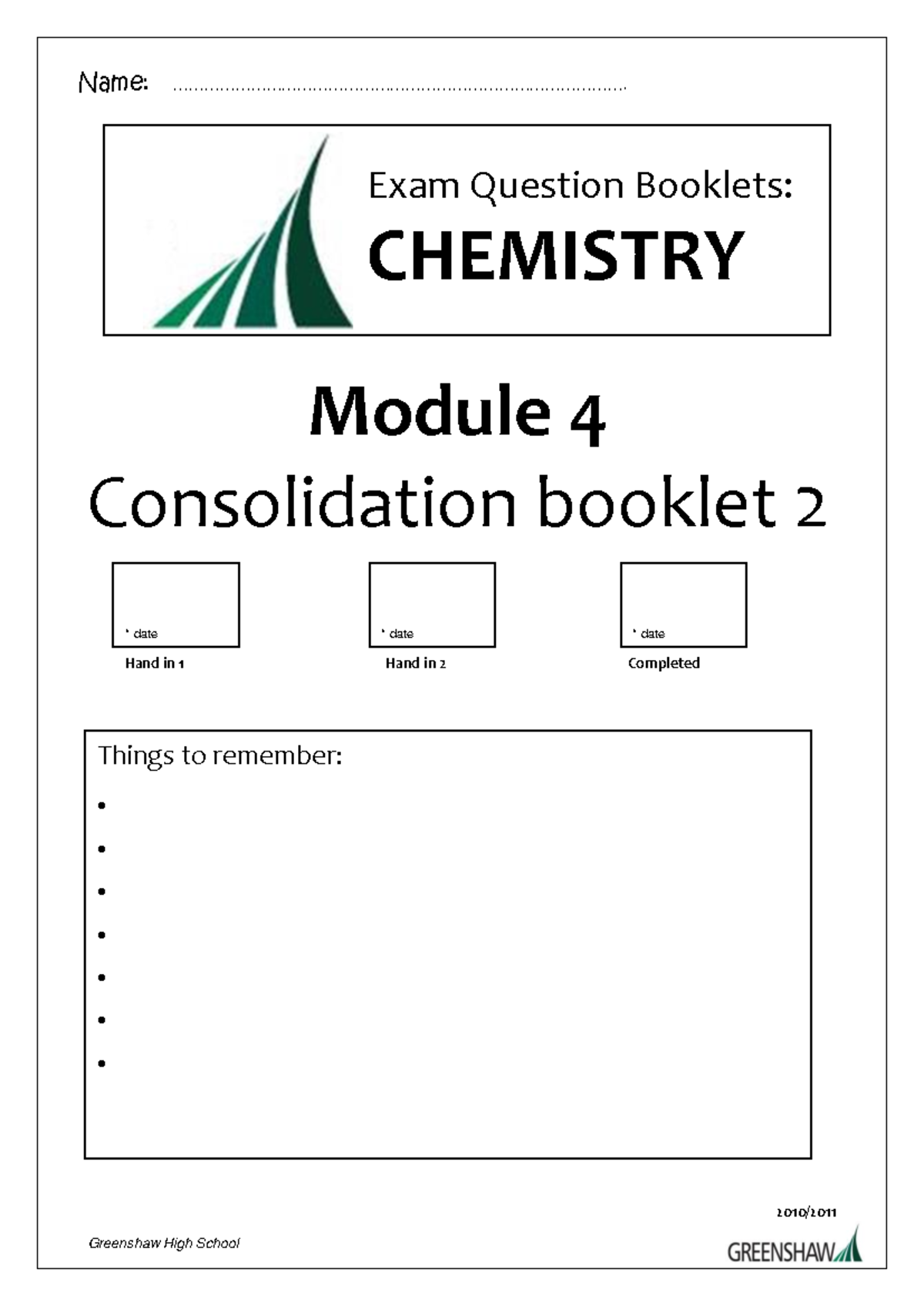 Module 4 consolidation bklt 2 2 - Hand in 1 Completed Exam Question ...
