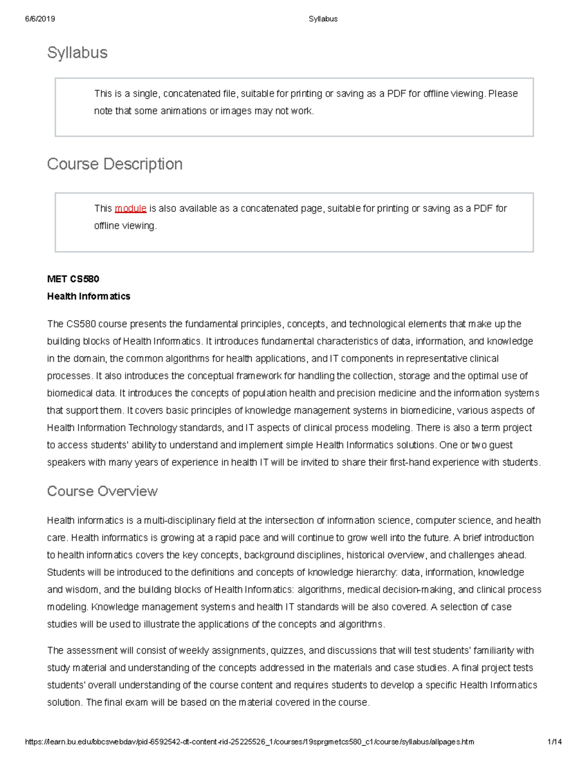 CS580 C1 Syllabus Spring-2019 - Syllabus This is a single, concatenated ...