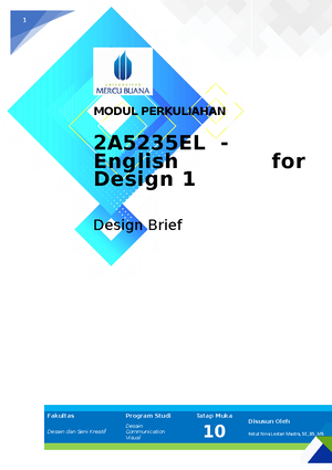 Modul English for Design 3 - 1 MODUL PERKULIAHAN 2A5235EL - English for ...