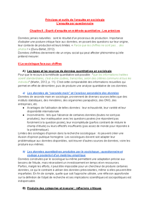 Séance 1 L’esprit d'enquête en sociologie - CM- Principes et enquête de ...