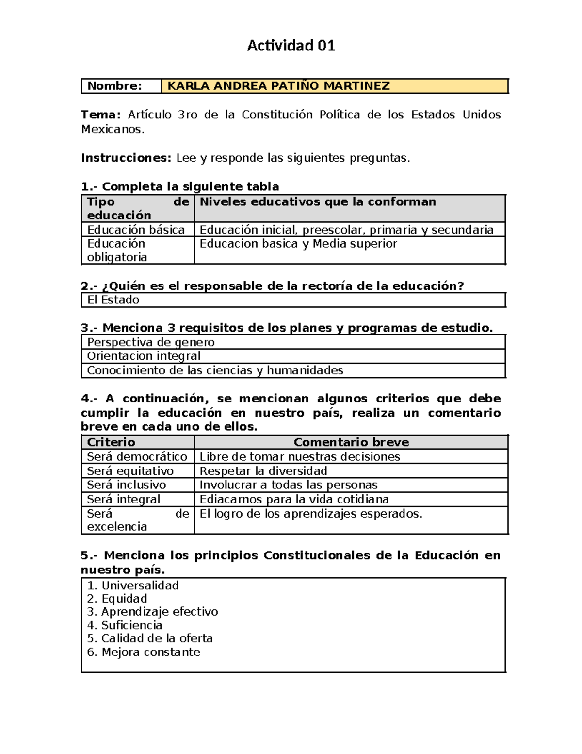 Karla Patiño A01 - Actividad 01 Nombre: KARLA ANDREA PATIÑO MARTINEZ ...