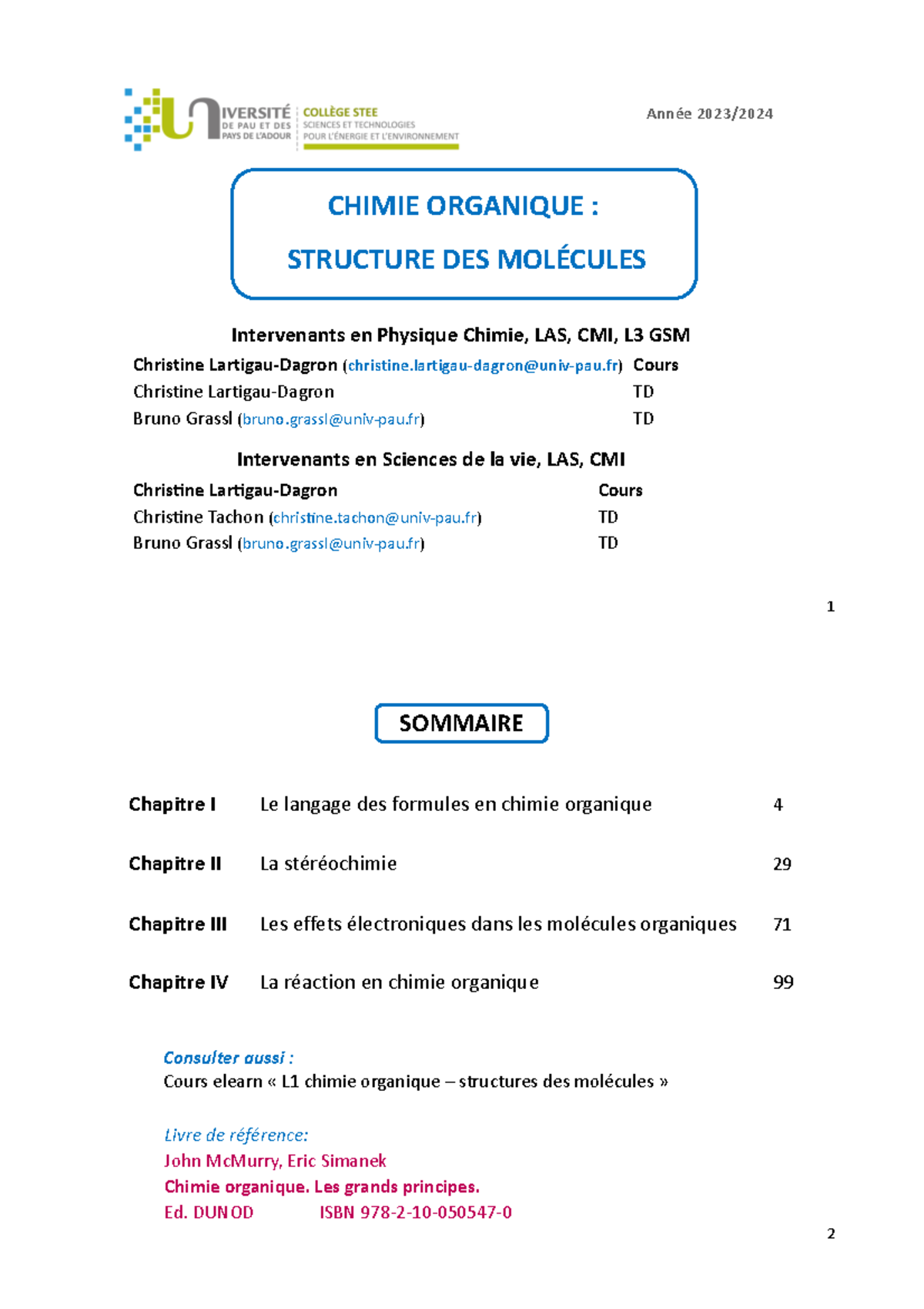 Chimie ORGA- Structures Des Molécules - 1 CHIMIE ORGANIQUE : STRUCTURE ...