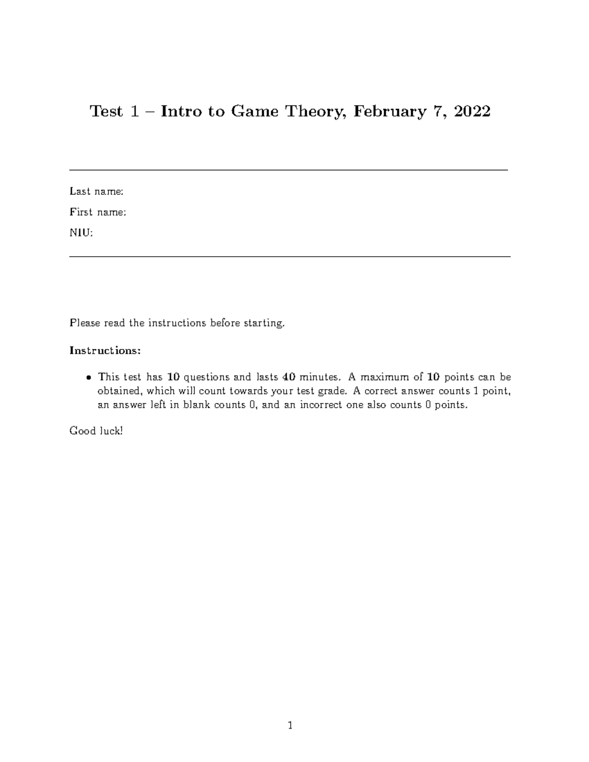 Solutions to Test 1 - soluciones test 1 teoria de juegos - Test 1 ...
