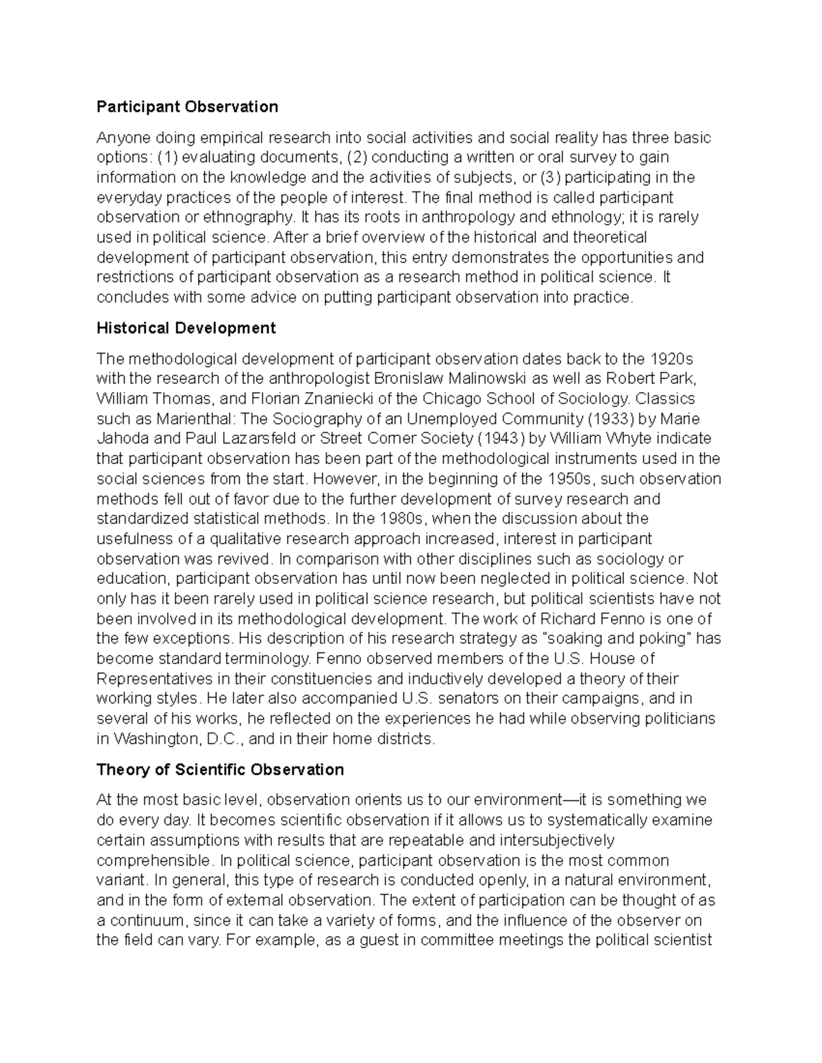 Participant Observation - Participant Observation Anyone doing ...