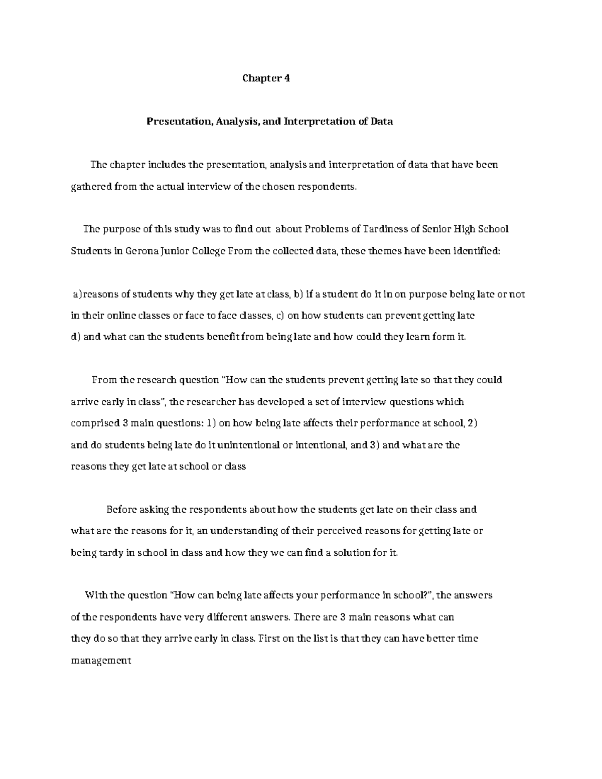 Chapter 4 - nothing else - Chapter 4 Presentation, Analysis, and ...