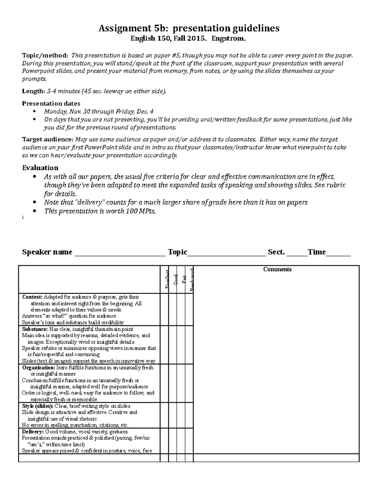 Paper 5 Presentation Guidelines - Assignment 5b: presentation ...