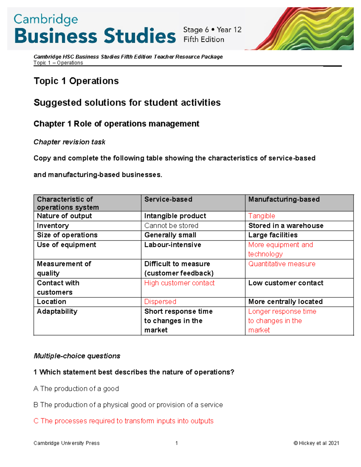 Topic-1-End-of-chapter-solutions - Topic 1 – Operations Topic 1 ...