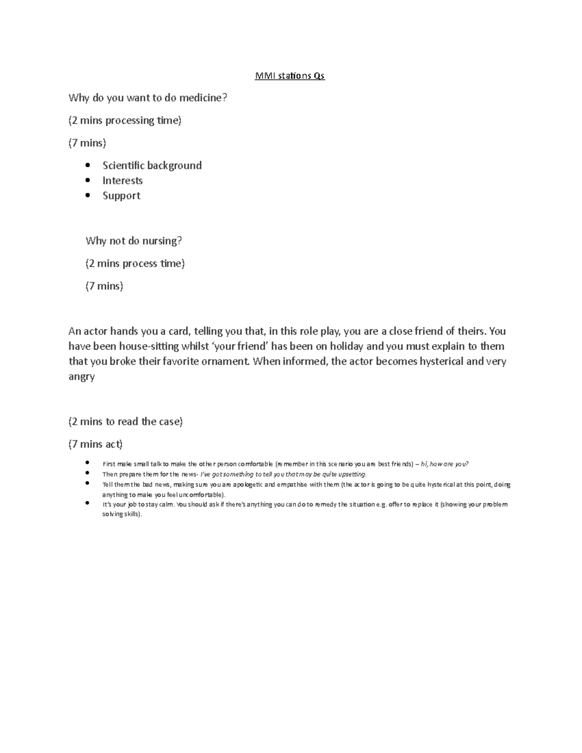MMI interview 1 questions and timings - MMI stations Qs Why do you want ...