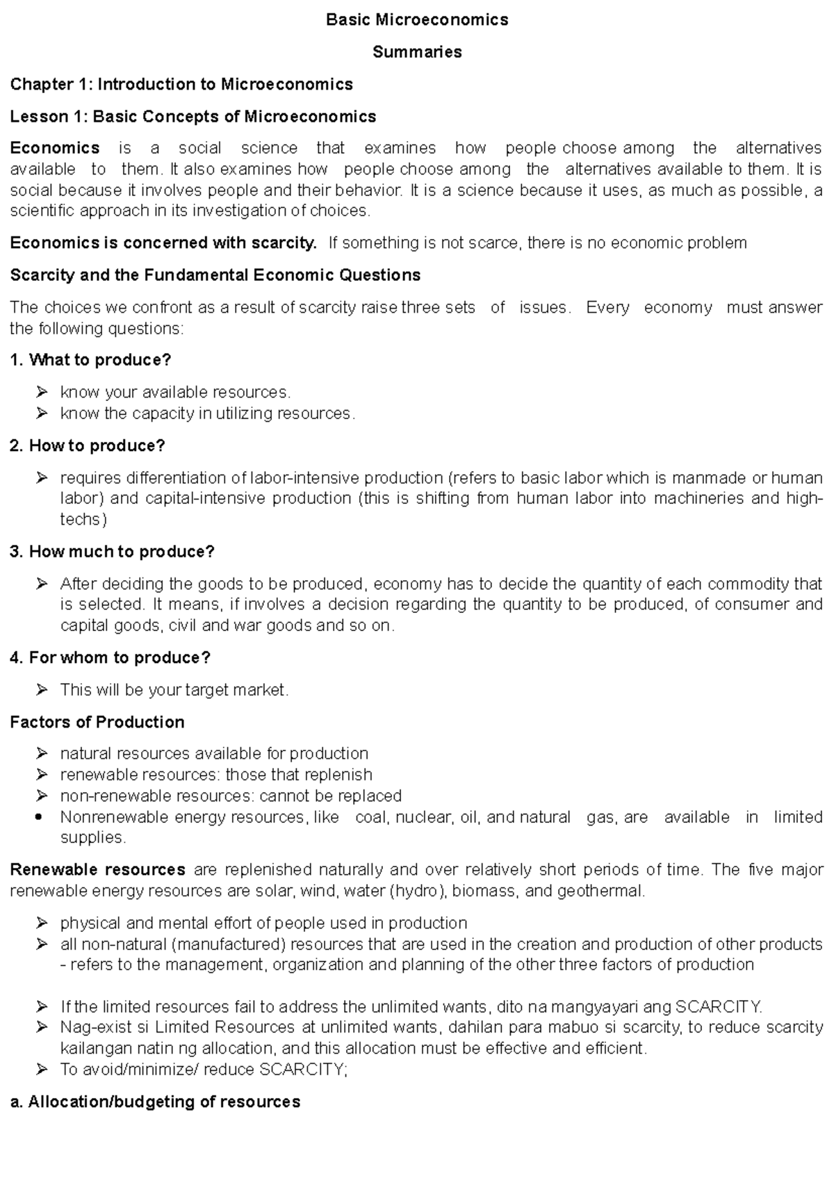 Basic Microeconomics - TVGVCHGCHGCGK - Basic Microeconomics Summaries ...
