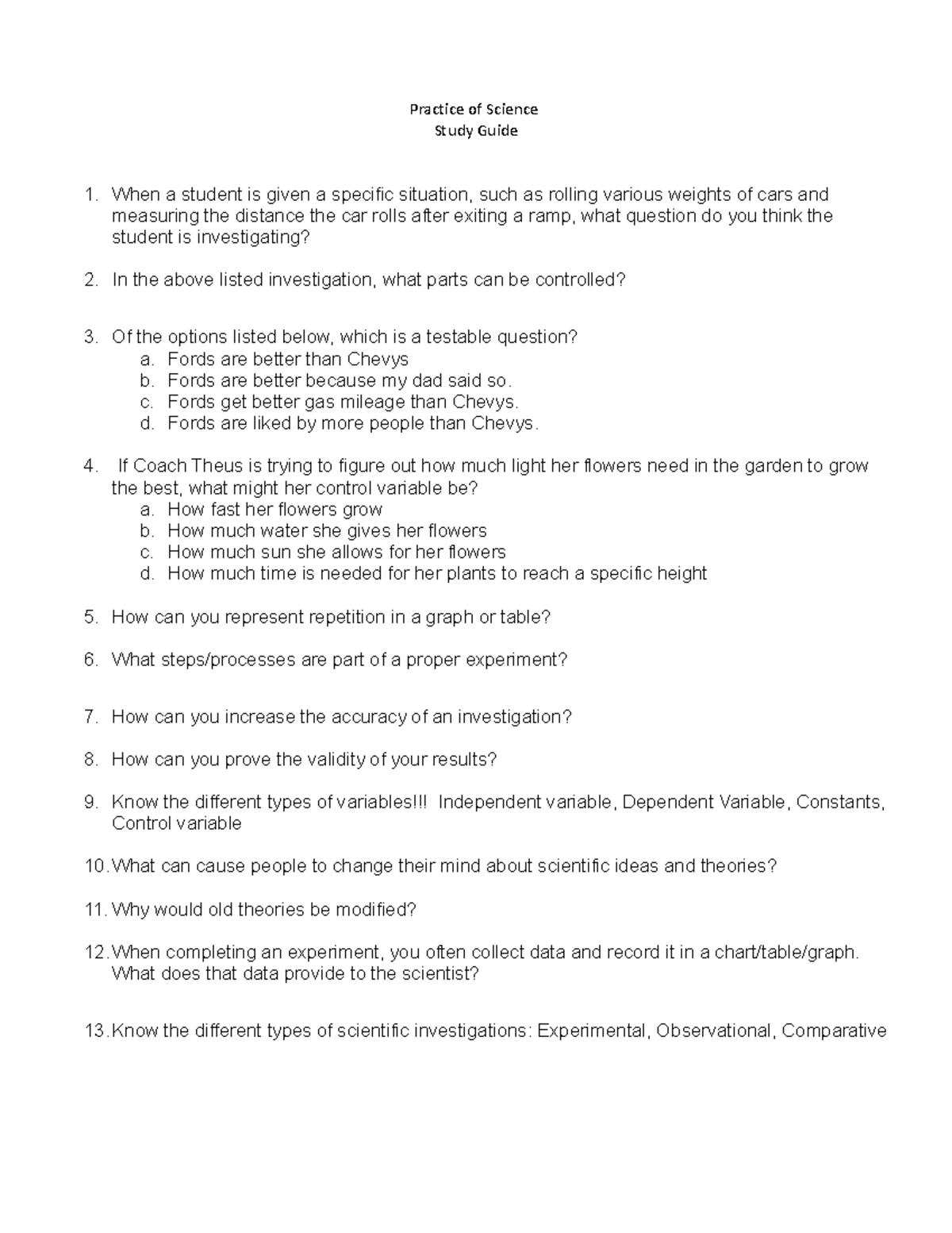 Practice of Science Study Guide-1 - Practice of ScienceStudy Guide When ...