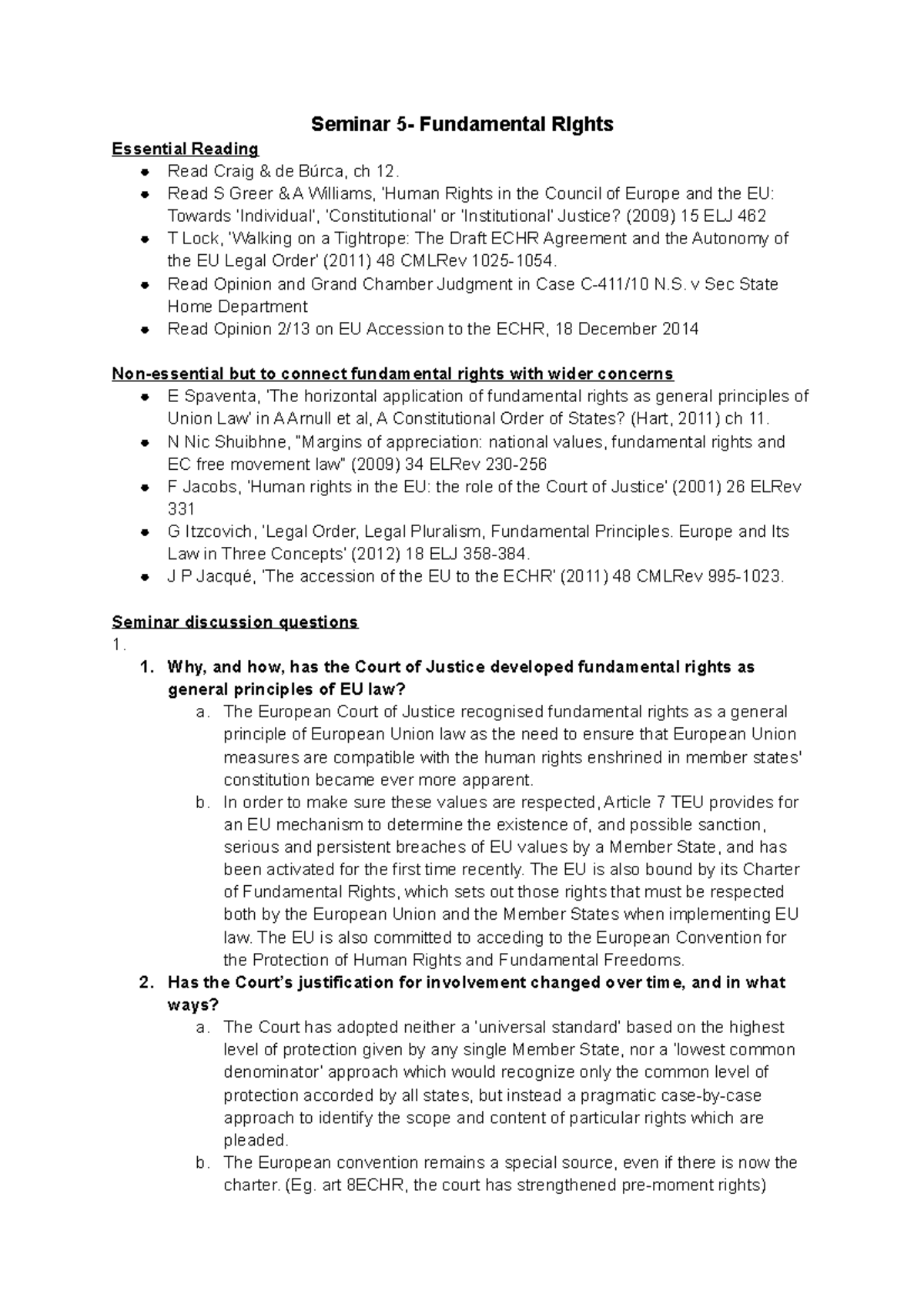 Semianr 5- Fundamental rights - Seminar 5- Fundamental RIghts Essential ...