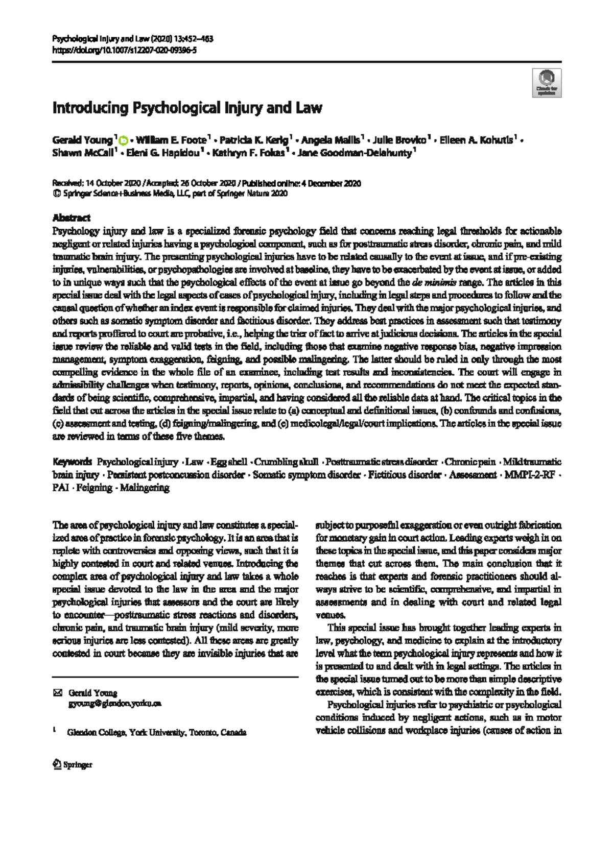 Psychological injury and law - Foote Patricia K. Kerig Angela Mailis ...