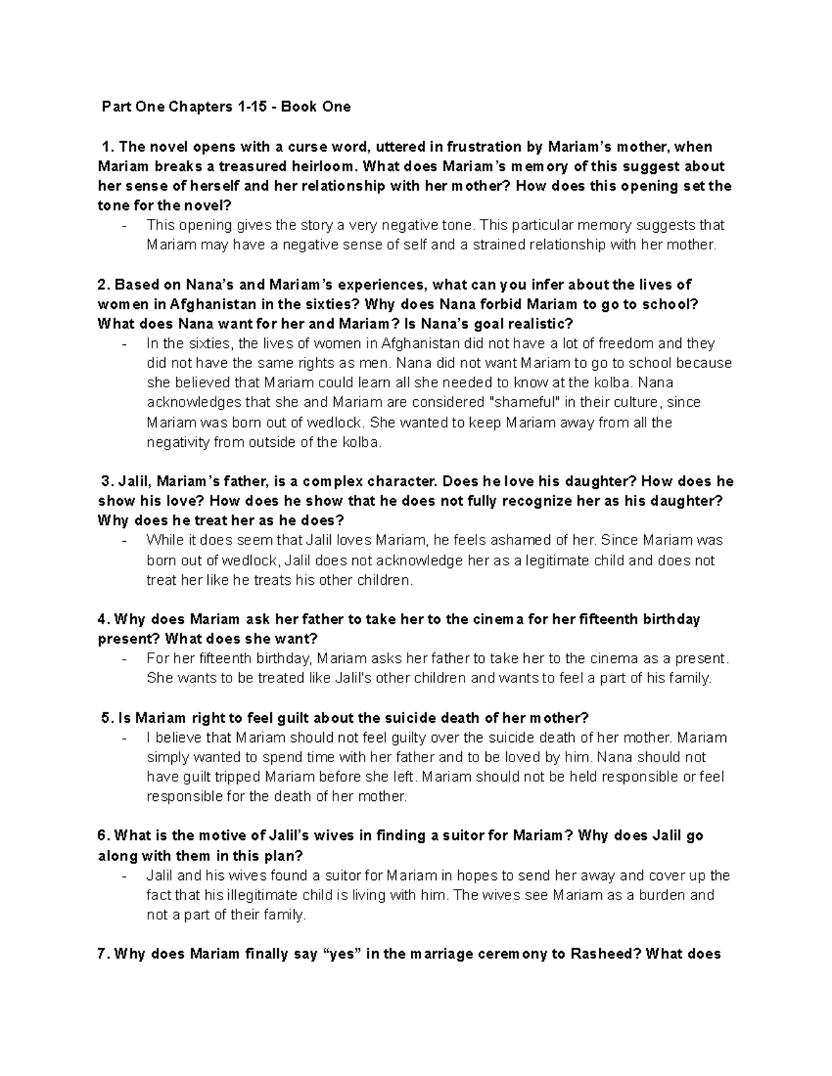 Hazel Cheng - A Thousand Splendid Suns Part 1 Chapters 1-15 - Part One ...