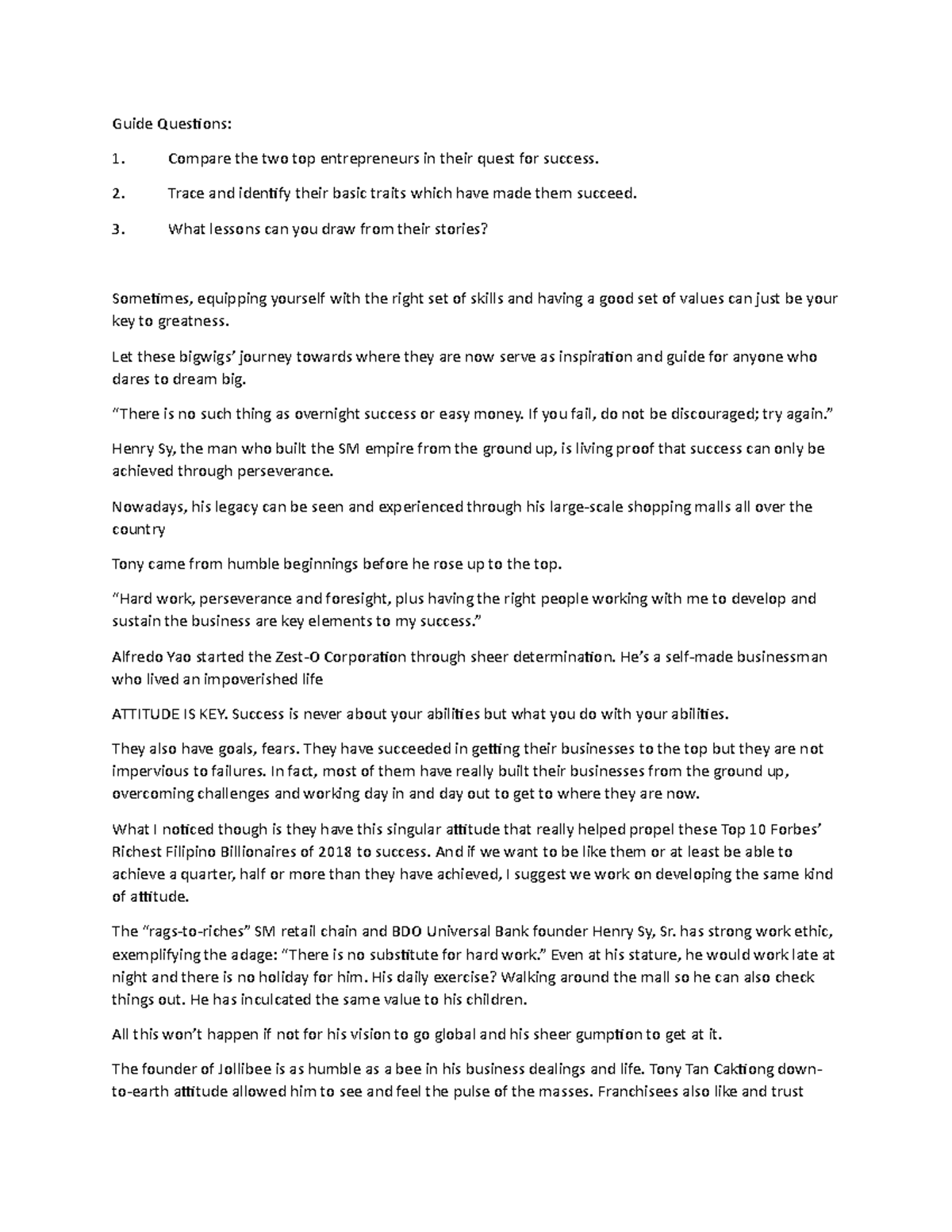 HBO CASE Study Final - Grade: A - Guide Questions: Compare the two top ...