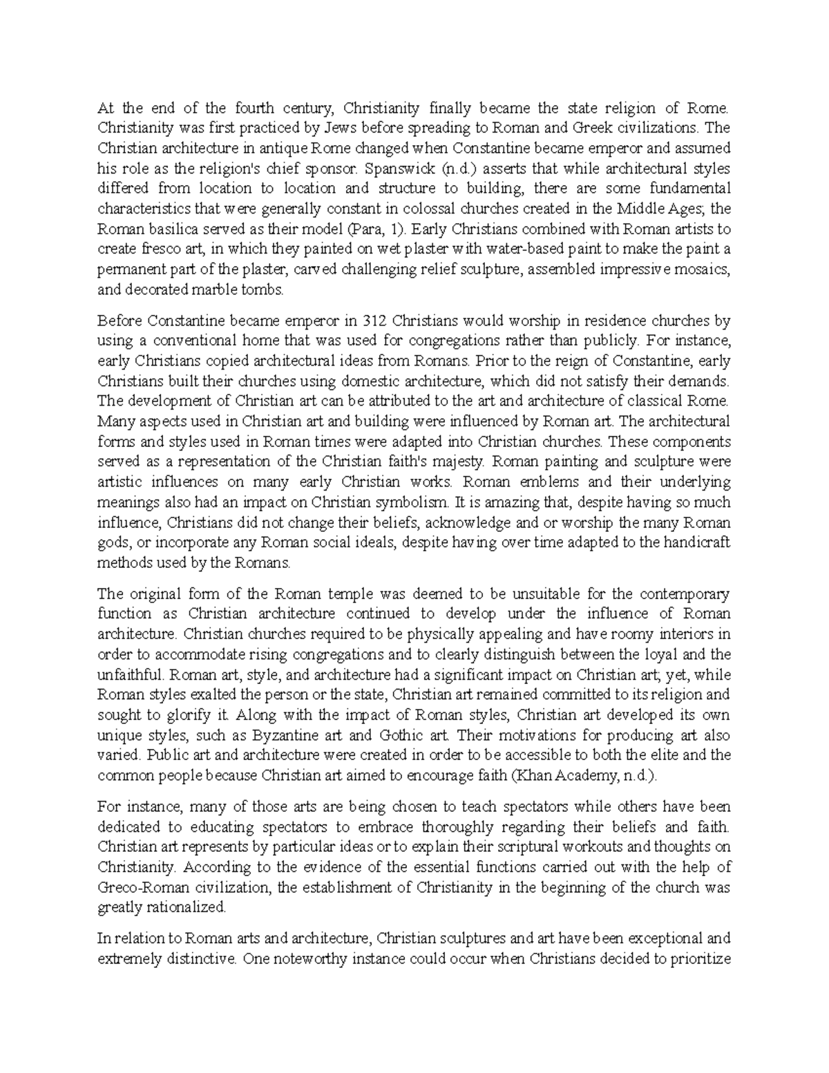 AHIST 1401 Learning Journal UNIT 3 - At the end of the fourth century ...