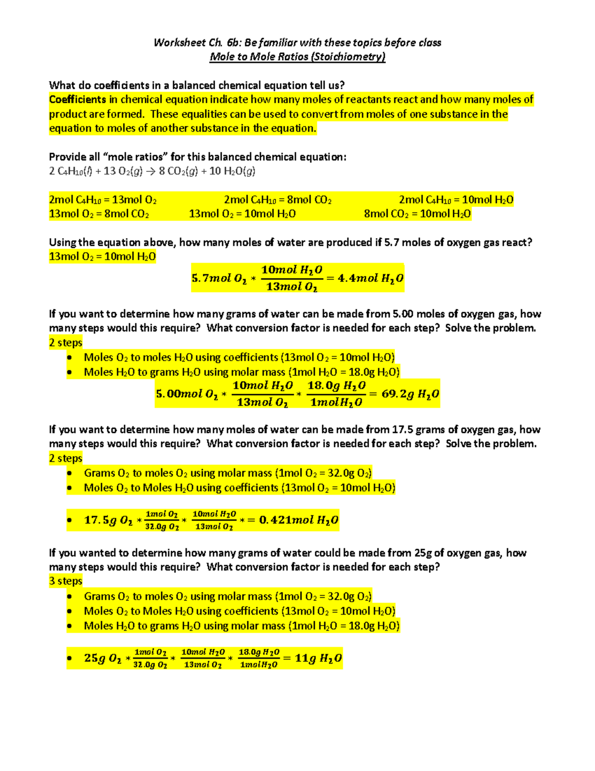 Worksheet Ch 6b-KEY - Exam 2 coursework - Worksheet Ch. 6b: Be familiar ...