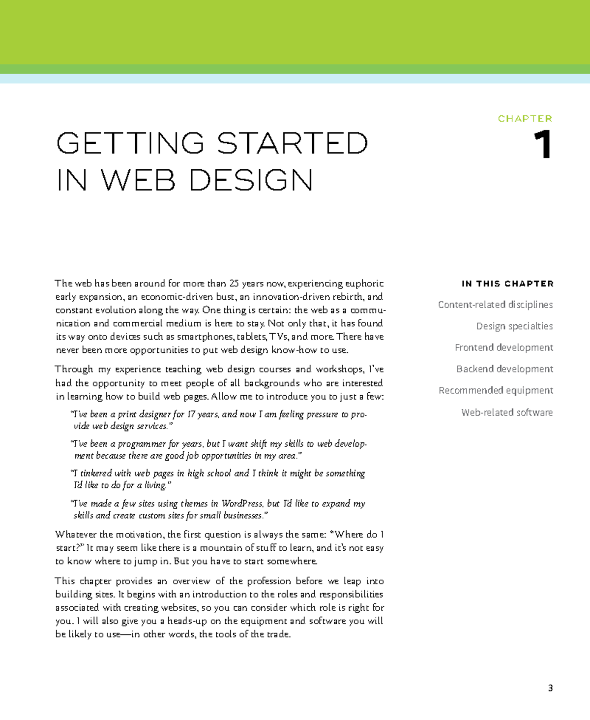Getting Started In Web Design - I N T H I S C H A P T E R Content ...