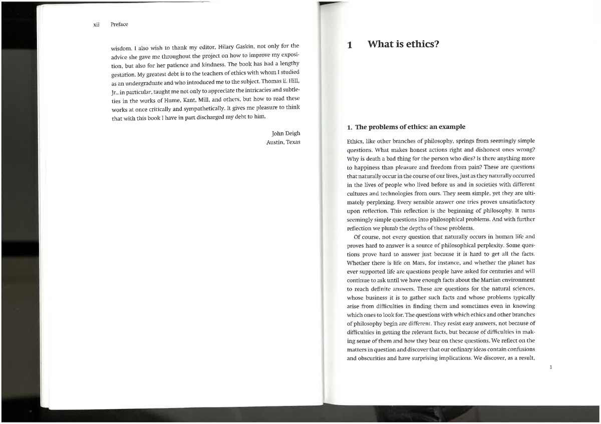 Deigh - Introduction to Ethics - What is ethics - Studocu