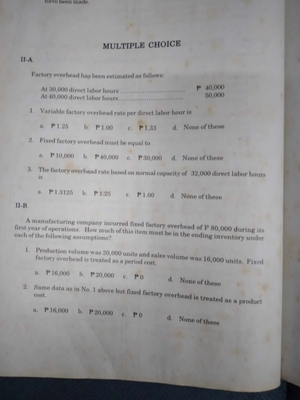 Budgeting Multiple Choice (assignment 9) - MULTIPLE CHOICE: BUDGETING ...