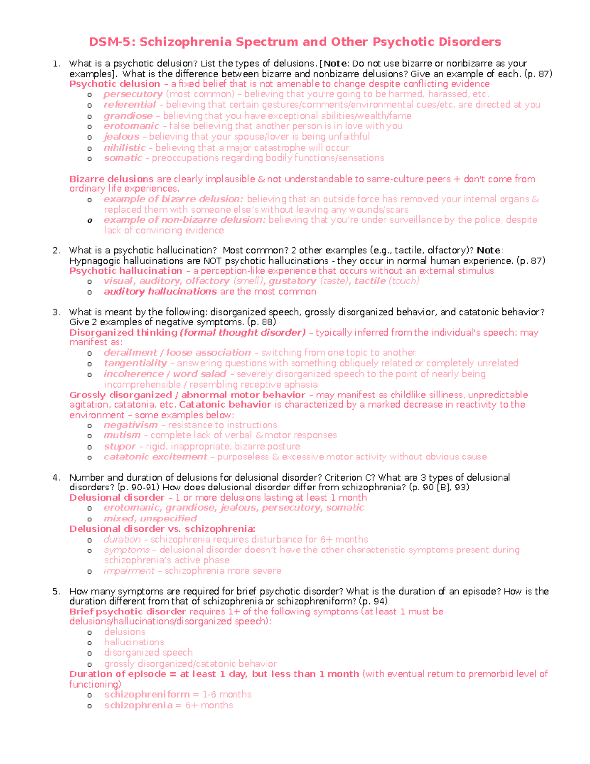 Week 5 Engagement Questions - DSM-5: Schizophrenia Spectrum and Other ...