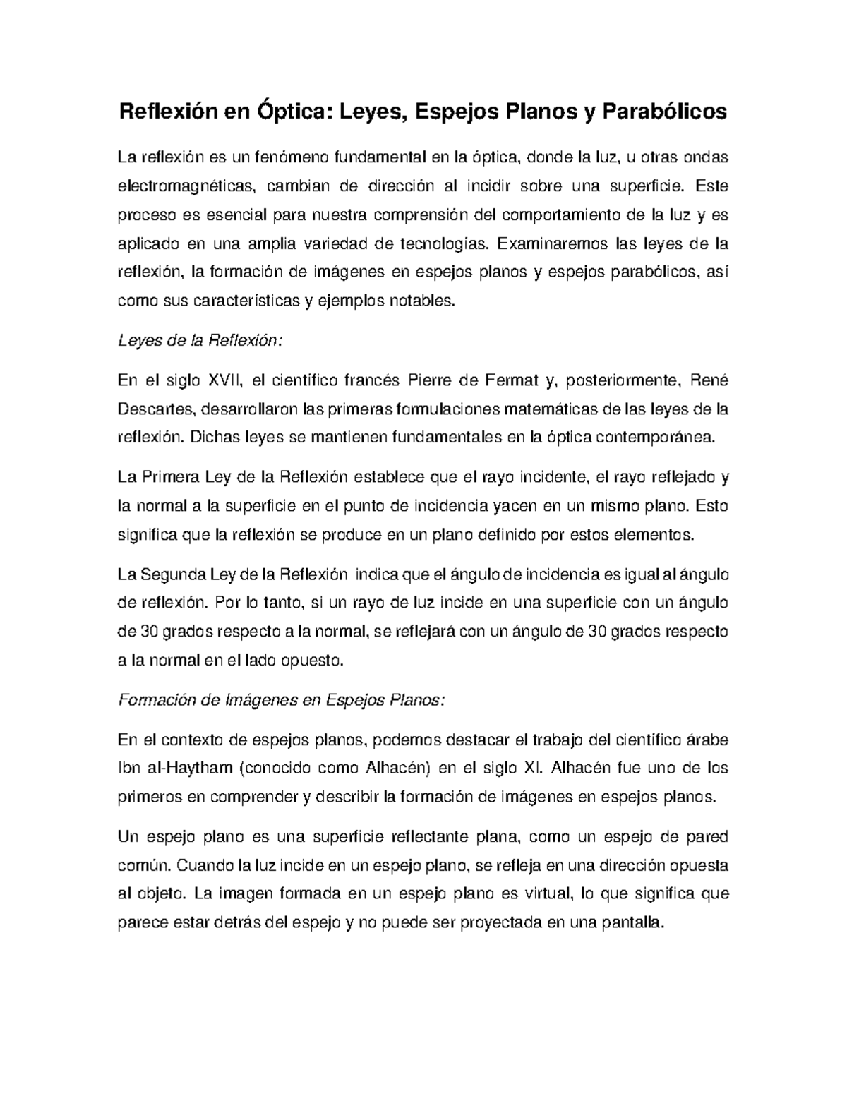 Reflexión en Óptica - ..- Reflexión en Óptica: Leyes, Espejos Planos y ...