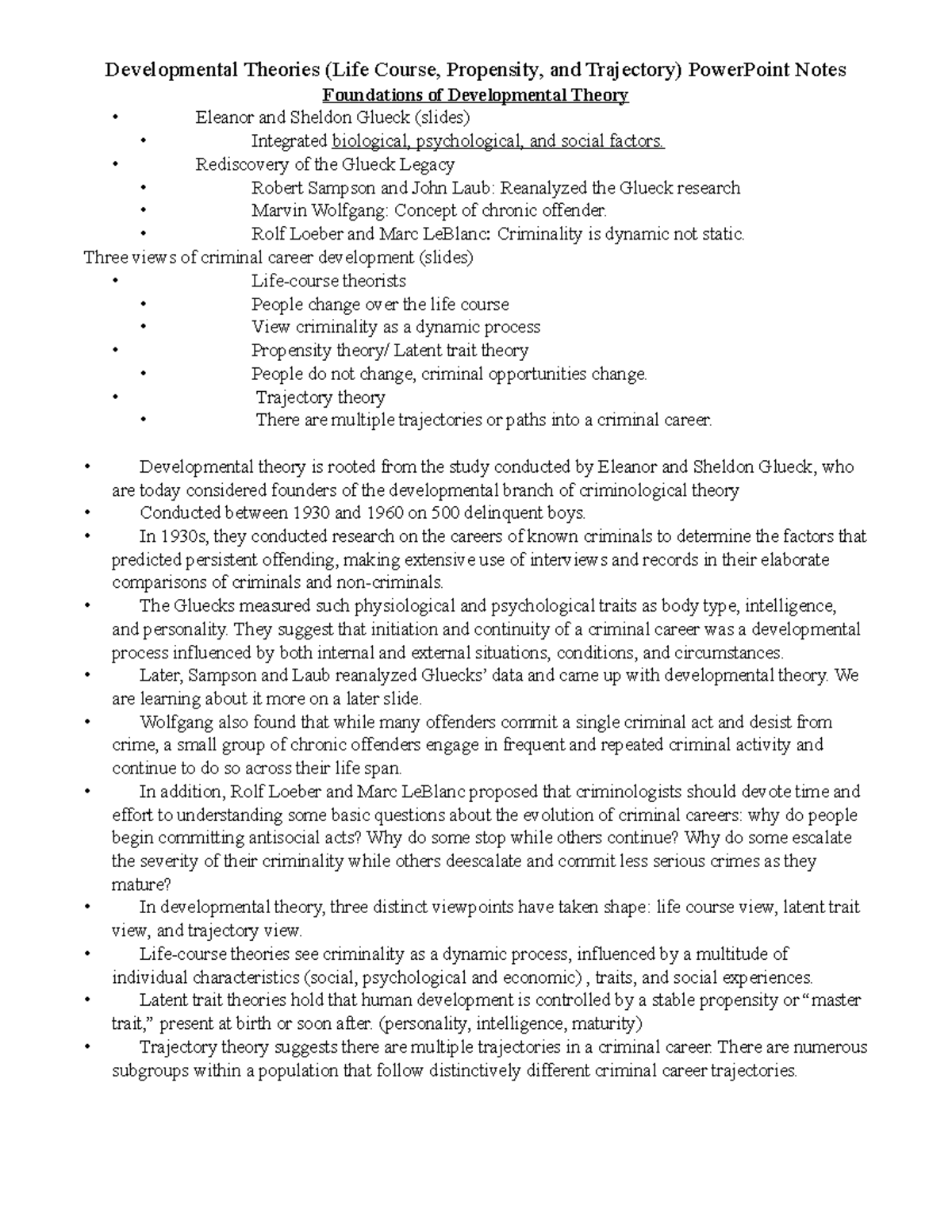 Ch. 9 Developmental Theories Power Point Notes - Developmental Theories ...