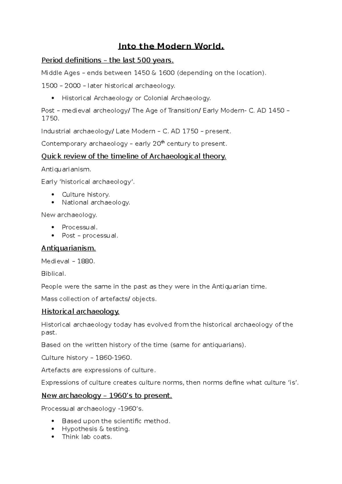 Into the Modern World - Notes - Into the Modern World. Period ...