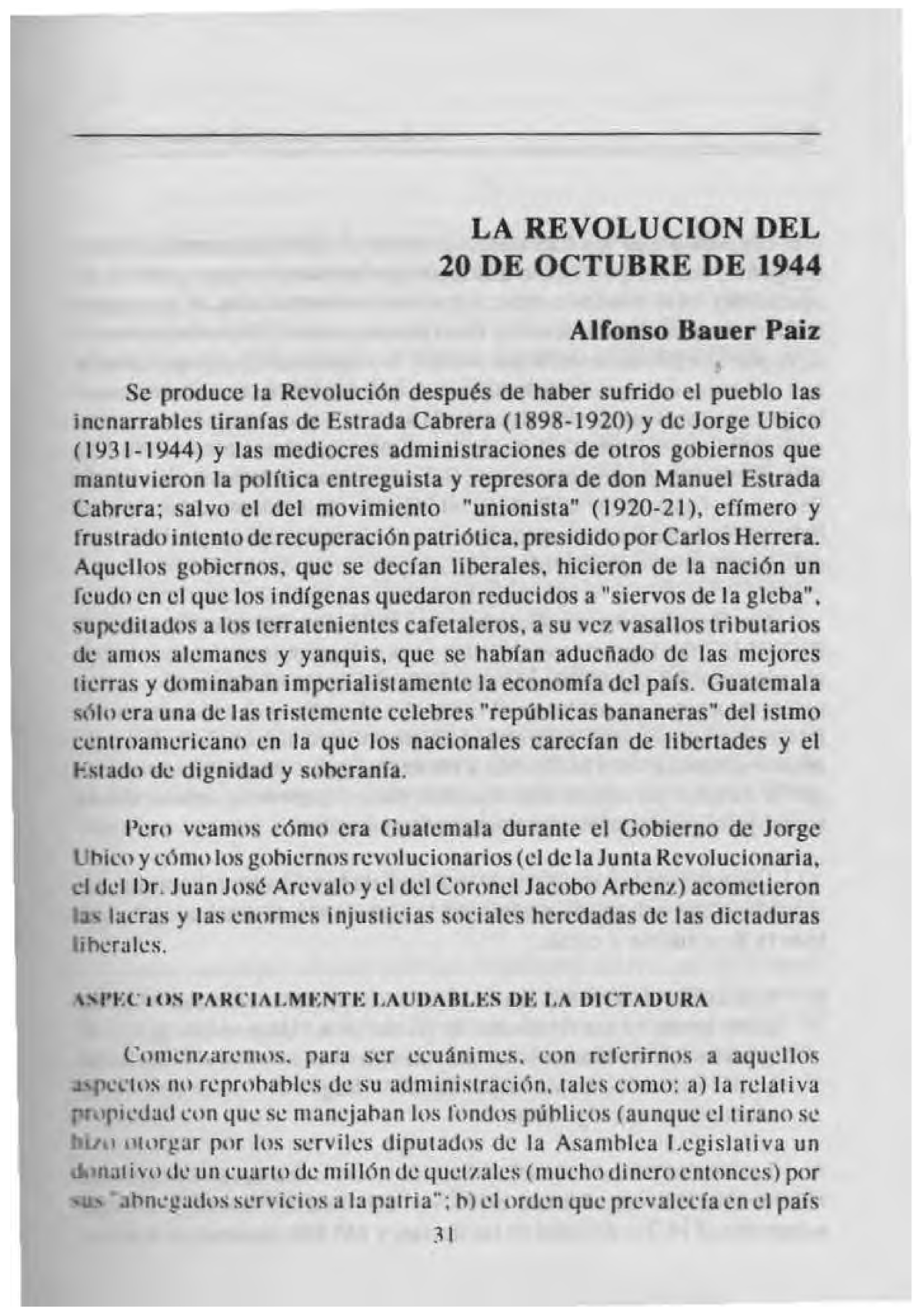 24 estudios nov 1994 bauer - LA REVOLU CION DEL 20 DE OCTU BR E DE 1944 Alfonso Bauer Paiz Se ...