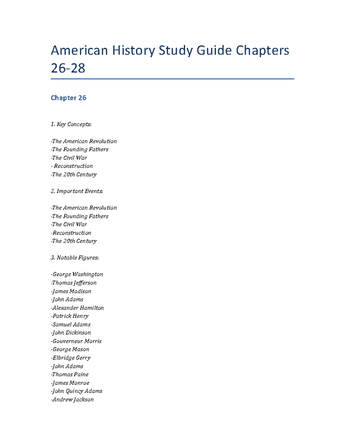American History Study Guide Chapters 26-28 - American History Study ...