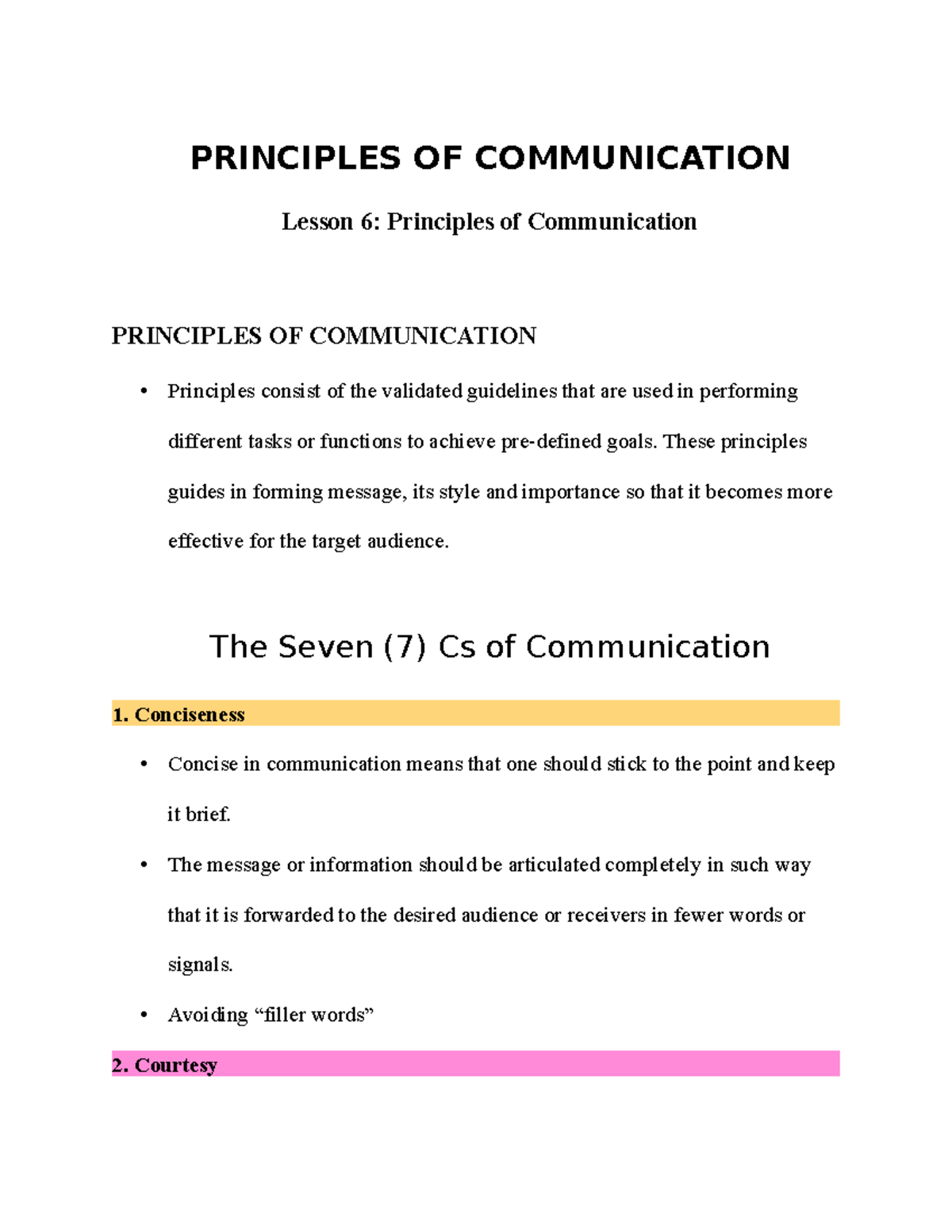 Principles OF Communication - PRINCIPLES OF COMMUNICATION Lesson 6 ...