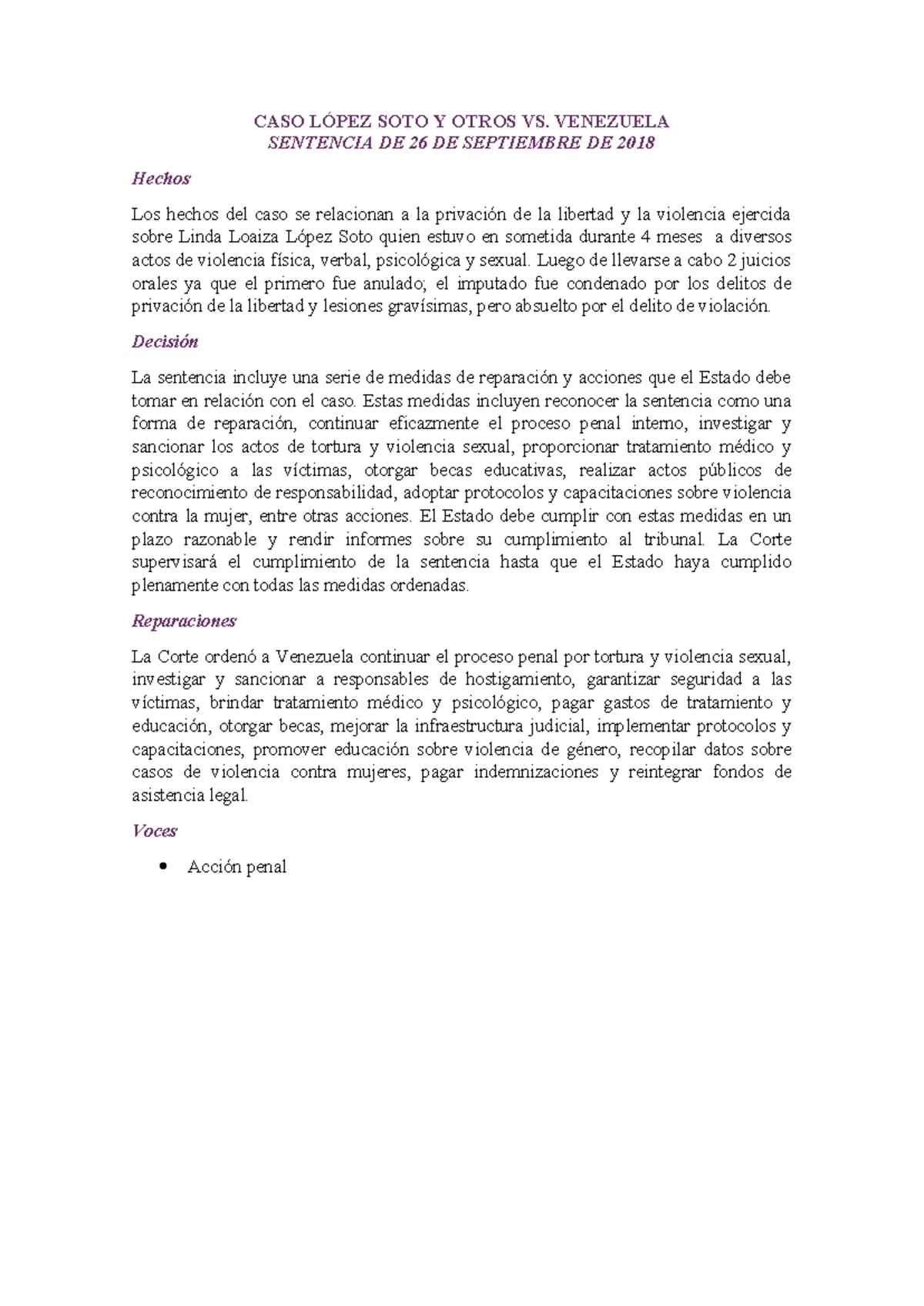 Listo CASO Gonzales LLUY Y Otros VS. Ecuador - CASO LÓPEZ SOTO Y OTROS VS. VENEZUELA SENTENCIA ...
