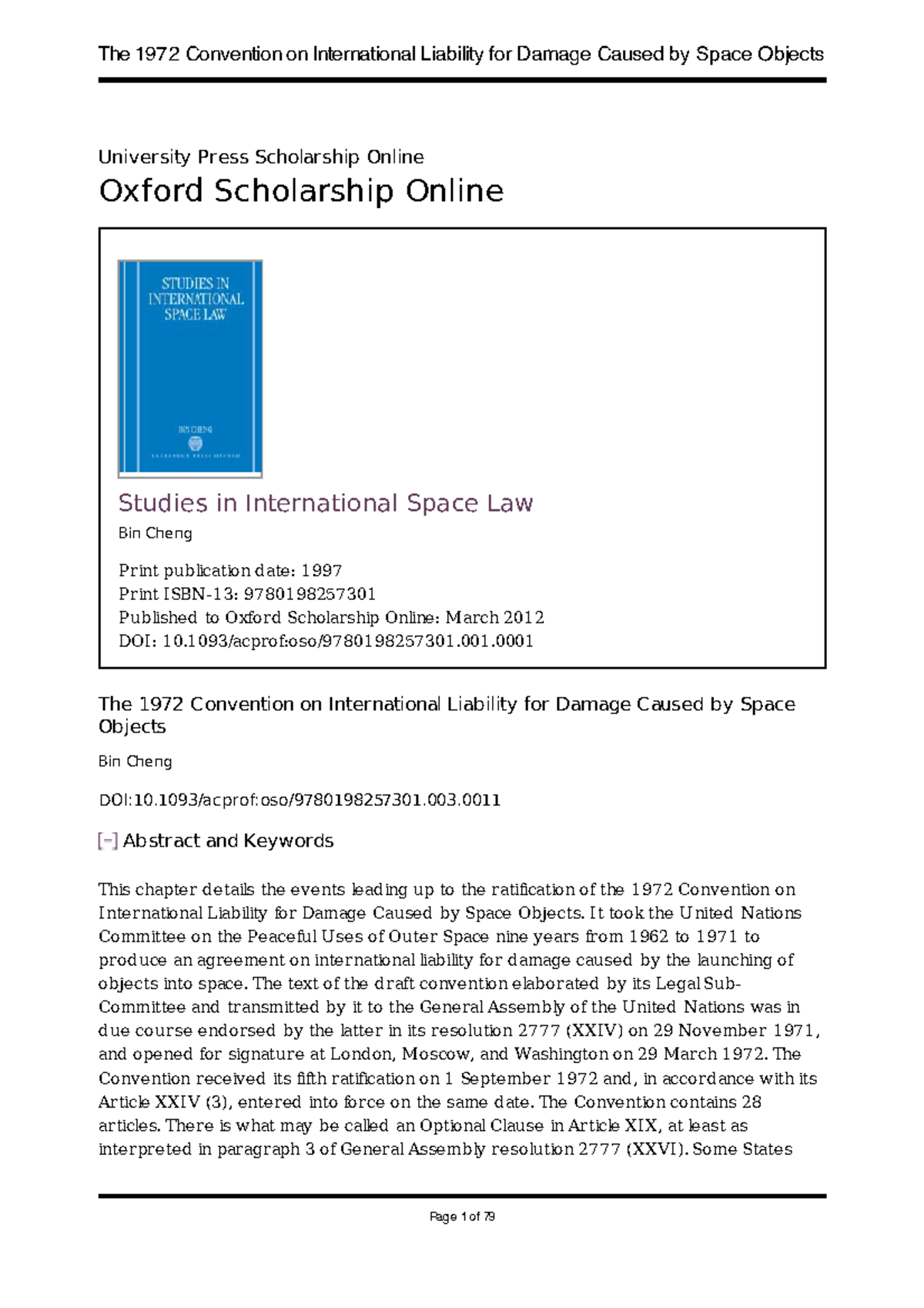 [ Liability Convention] Studies in International Space Law by Bin Cheng ...
