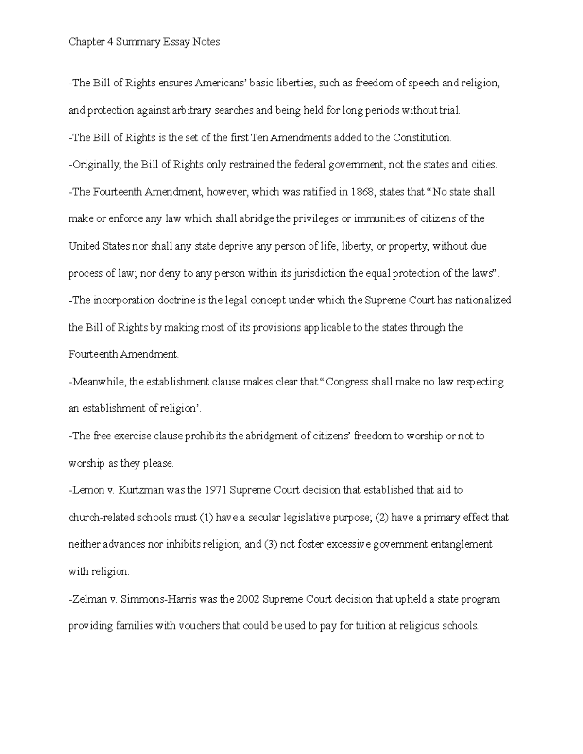 Chapter 4 Summary Essay Notes US HIST The Bill Of Rights Ensures chapter-4-summary-essay-notes-us-hist-the-bill-of-rights-ensures