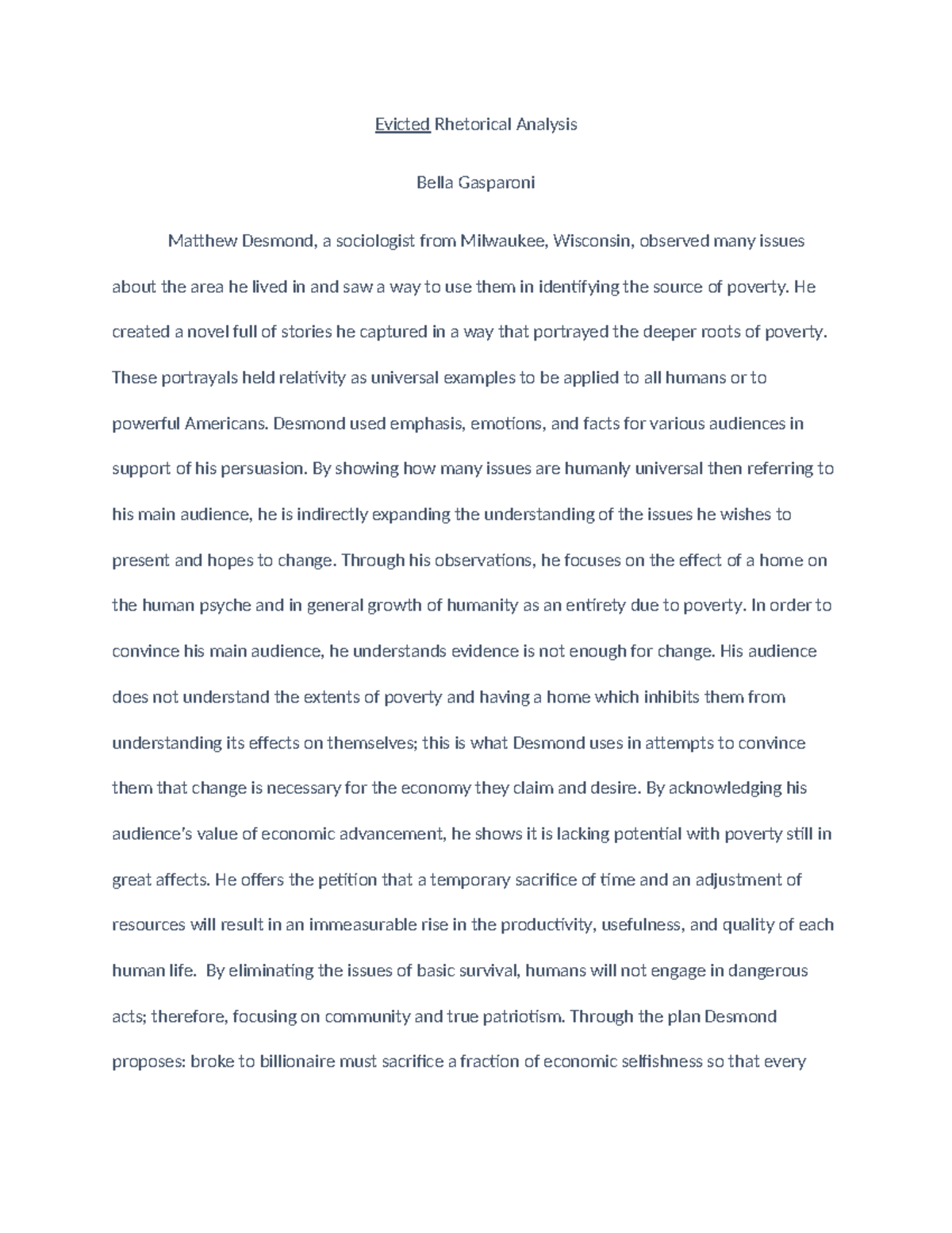 Evicted Rhetorical Anaysis - Evicted Rhetorical Analysis Bella ...