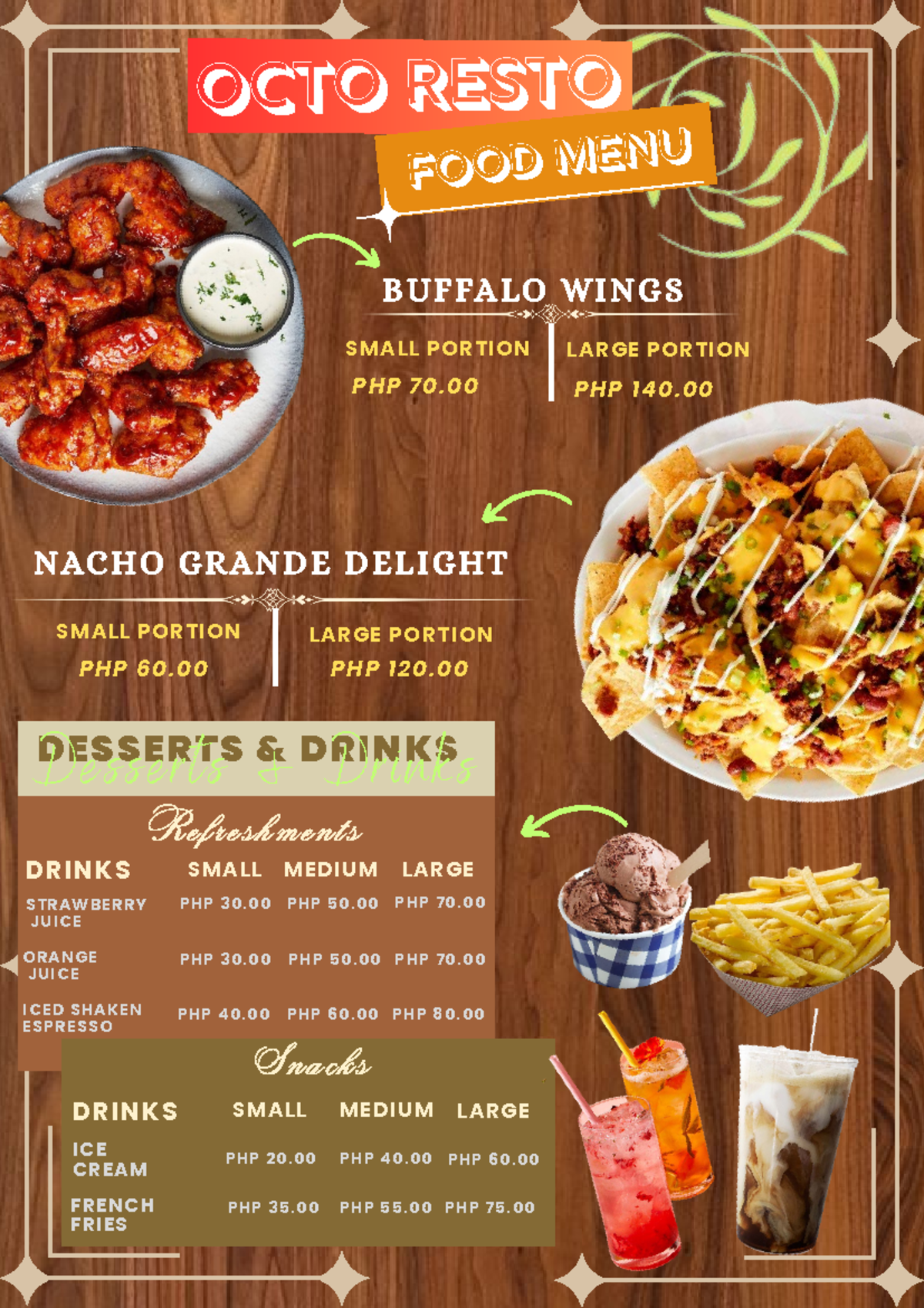 OCTO Resto MENU - Menu - DESSERTS & DRINKS Desserts & Drinks BUFFALO ...