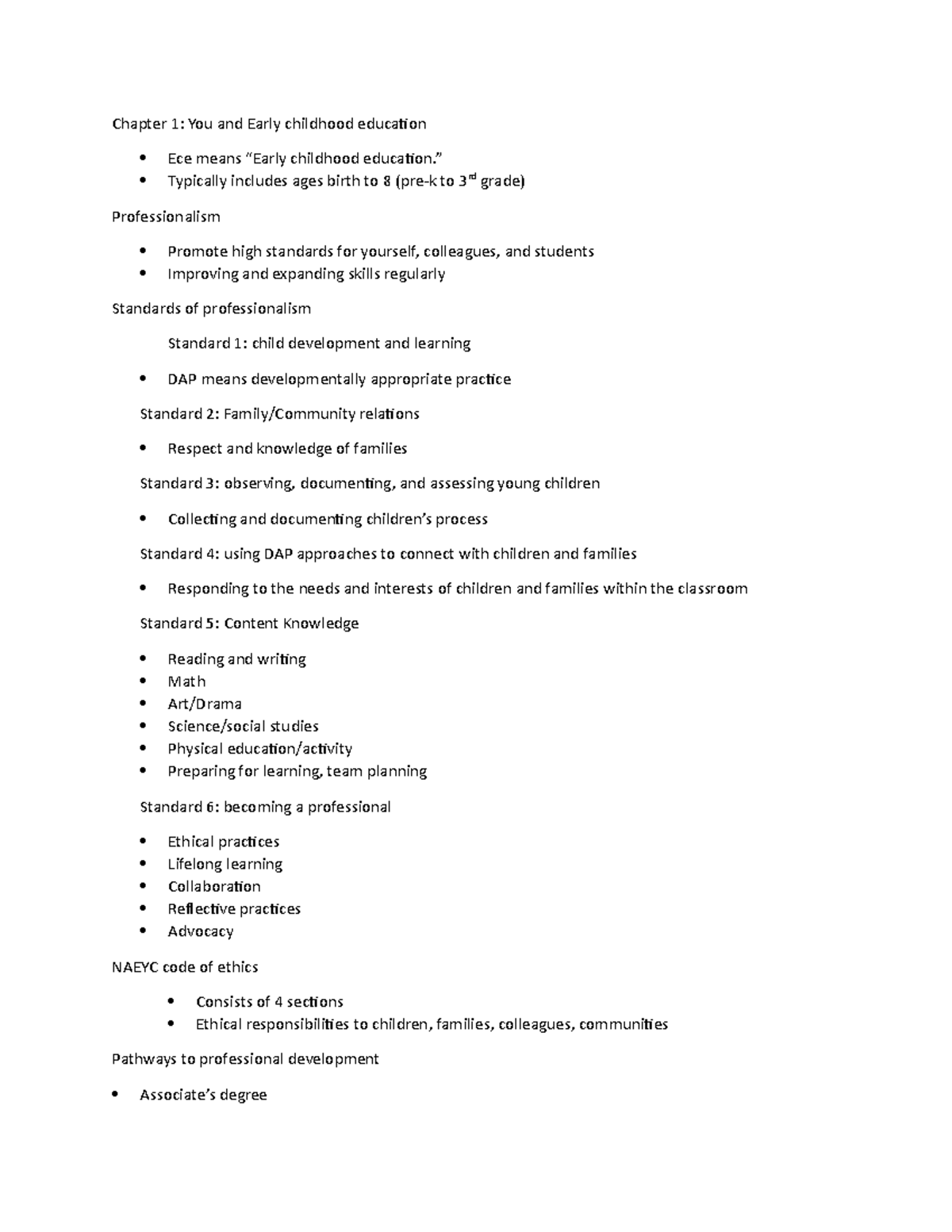 Ece ch 1 notes - Chapter 1: You and Early childhood education Ece means ...