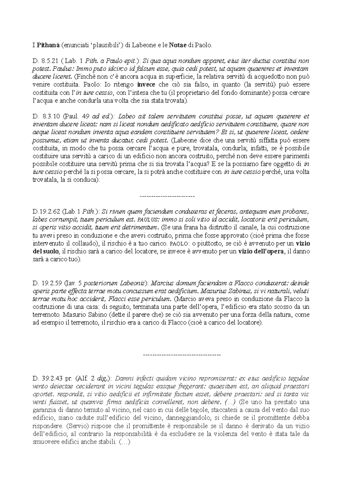 Labeone Pithanà - aequitas - I Pithanà (enunciati ‘plausibili’) di ...