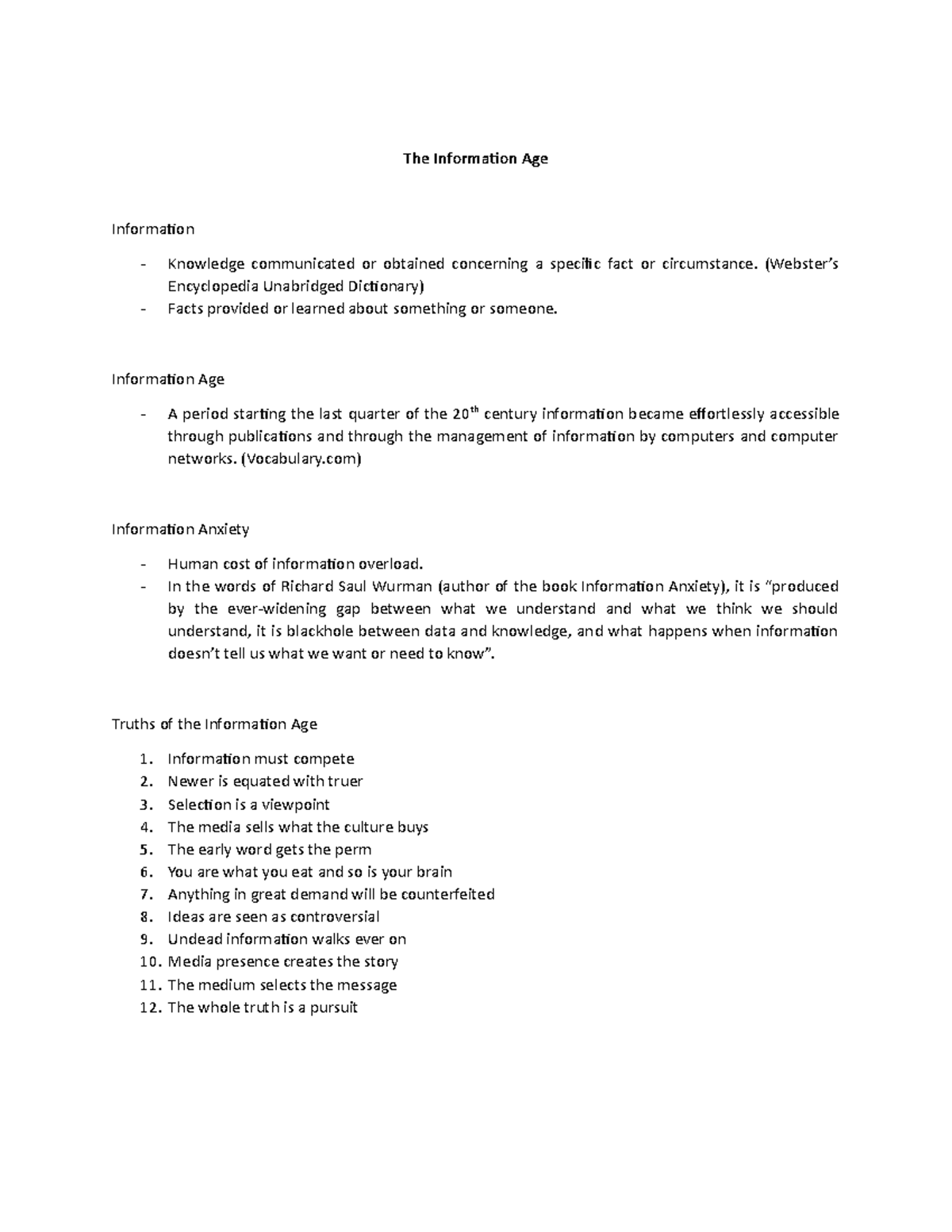 The Information Age - The Information Age Information Knowledge ...