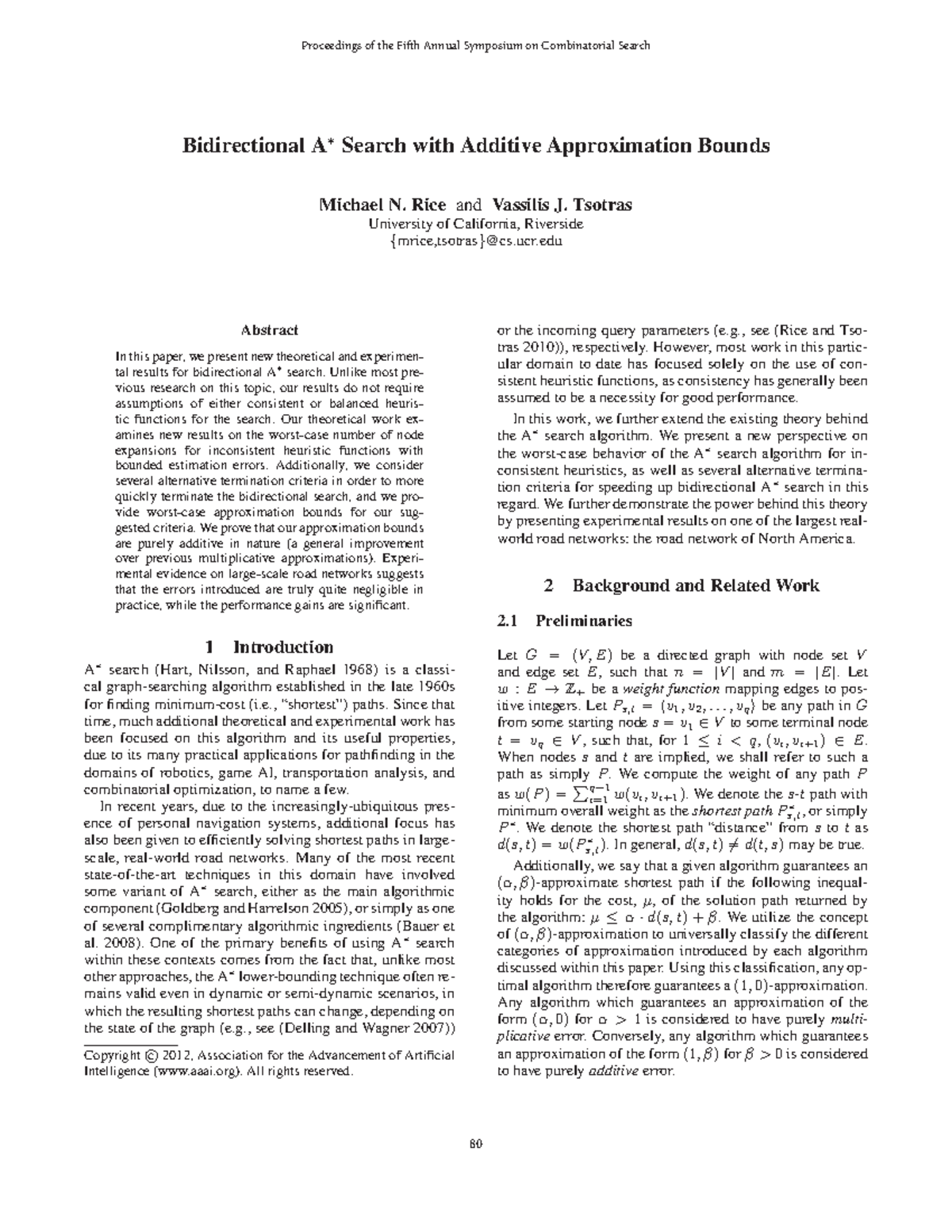 Bi Directional A Star with Additive Approx Bounds - Bidirectional ...