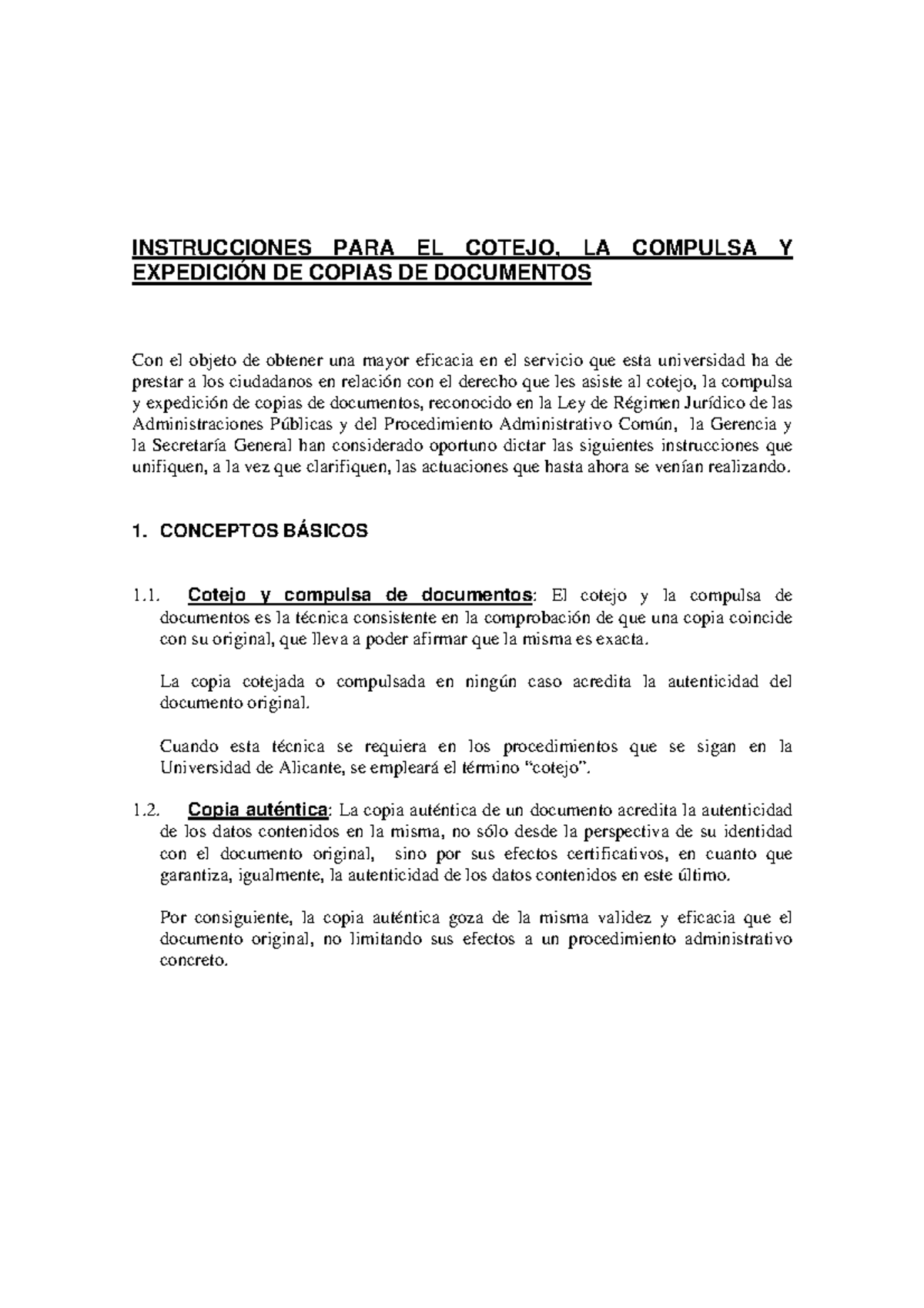 Compulsas - Derecho civil - INSTRUCCIONES PARA EL COTEJO, LA COMPULSA Y ...