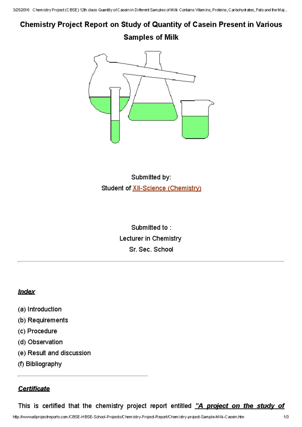 Chemistry Project Report on Study of Qua - 3/25/2016 Chemistry Project ...