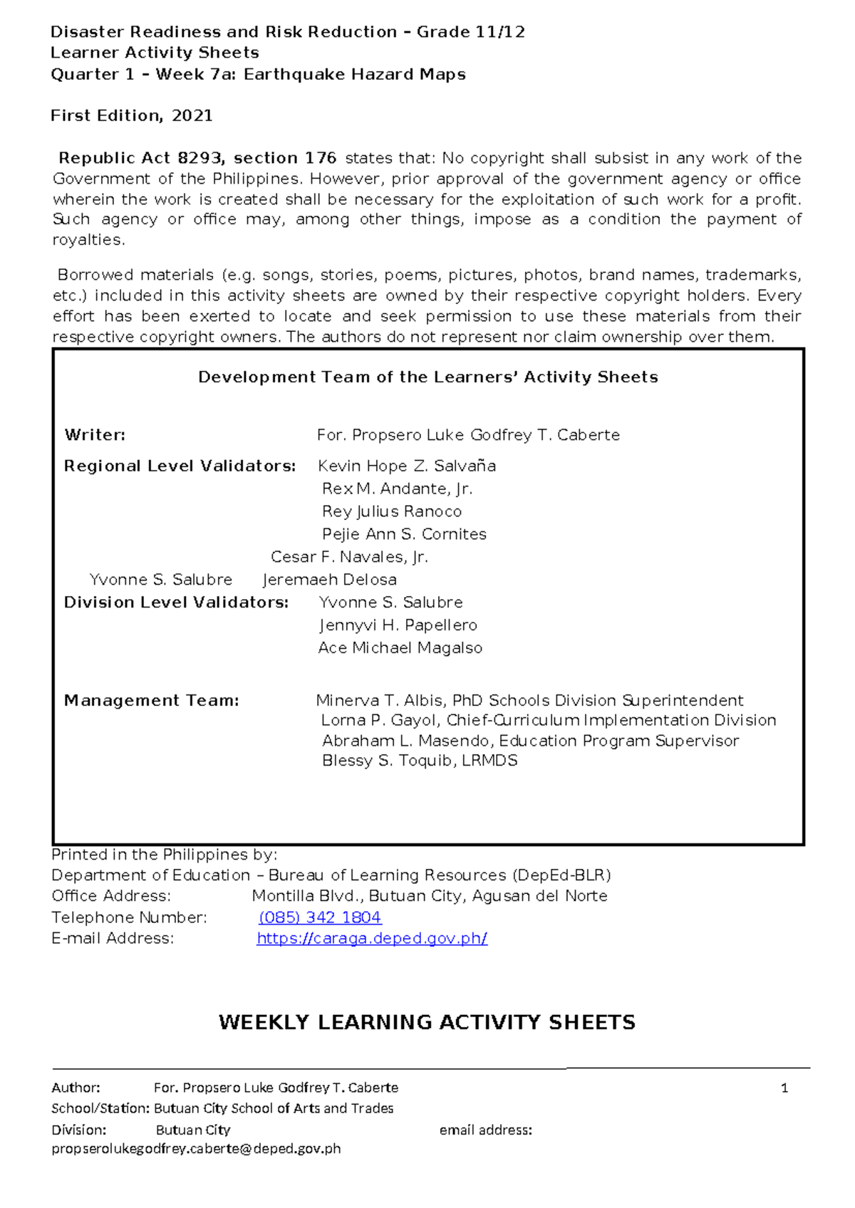 DRRR Q1 Week-7a - DRRR - Disaster Readiness and Risk Reduction – Grade ...