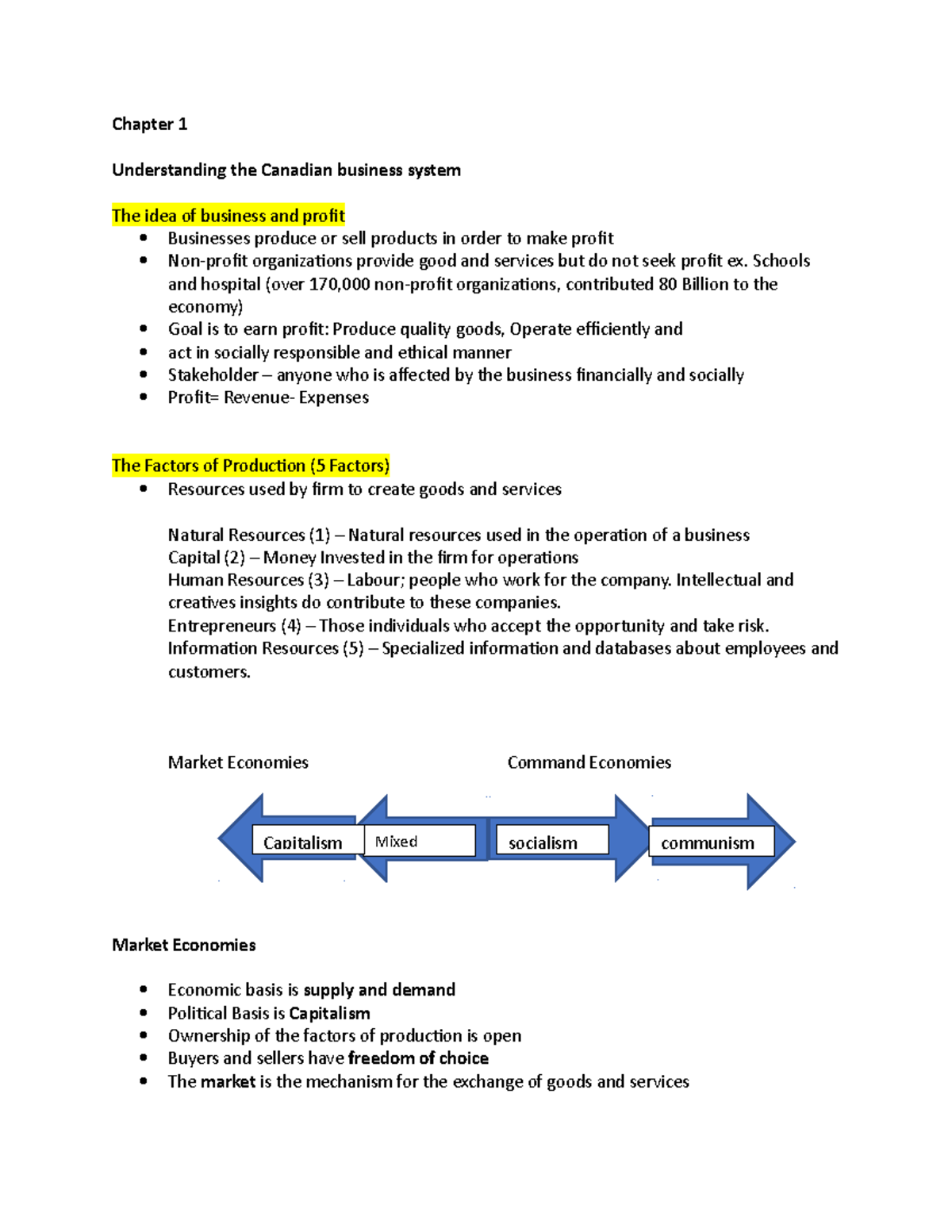 Chapter 1 (Lecture 1) - Chapter 1 Understanding the Canadian business ...